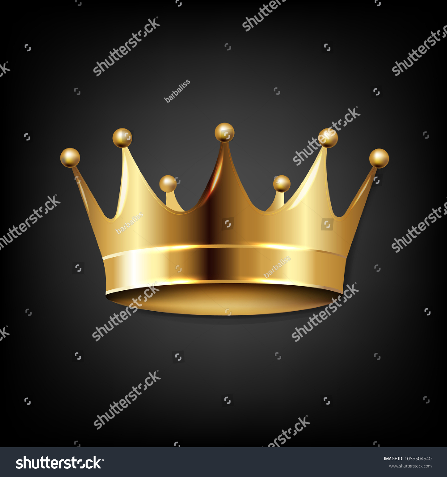 Golden Crown Black Background Gradient Mesh Stock Vector Royalty Free