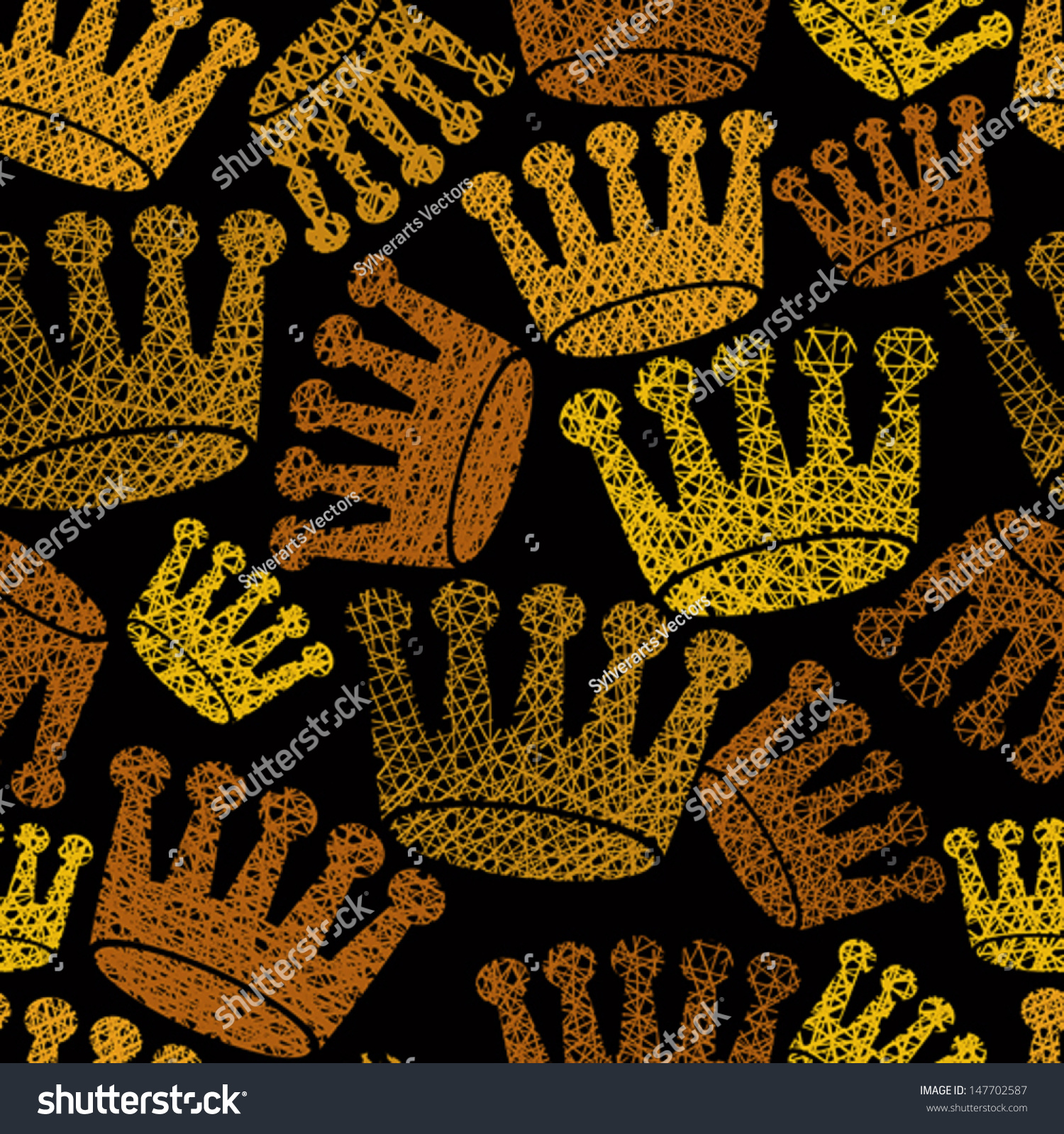 Golden Crowns Seamless Pattern Repeating Vector Stock Vector (Royalty ...