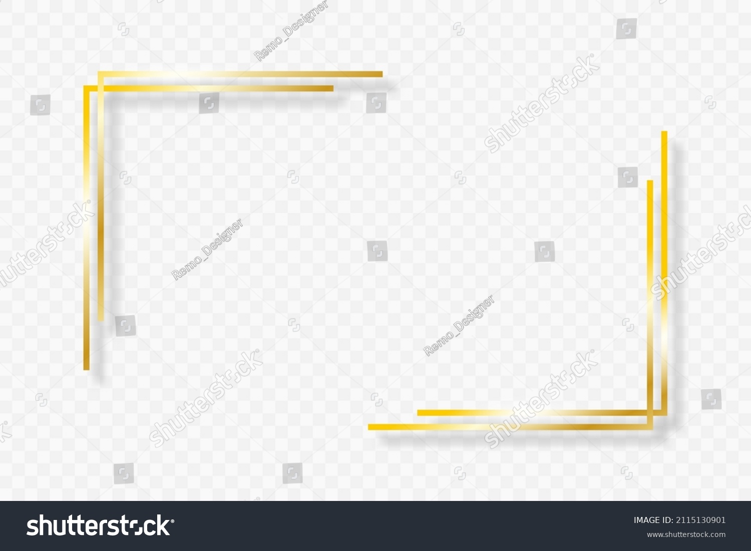 Golden Double Frame Elements Gold Angles Stock Vector (Royalty Free ...