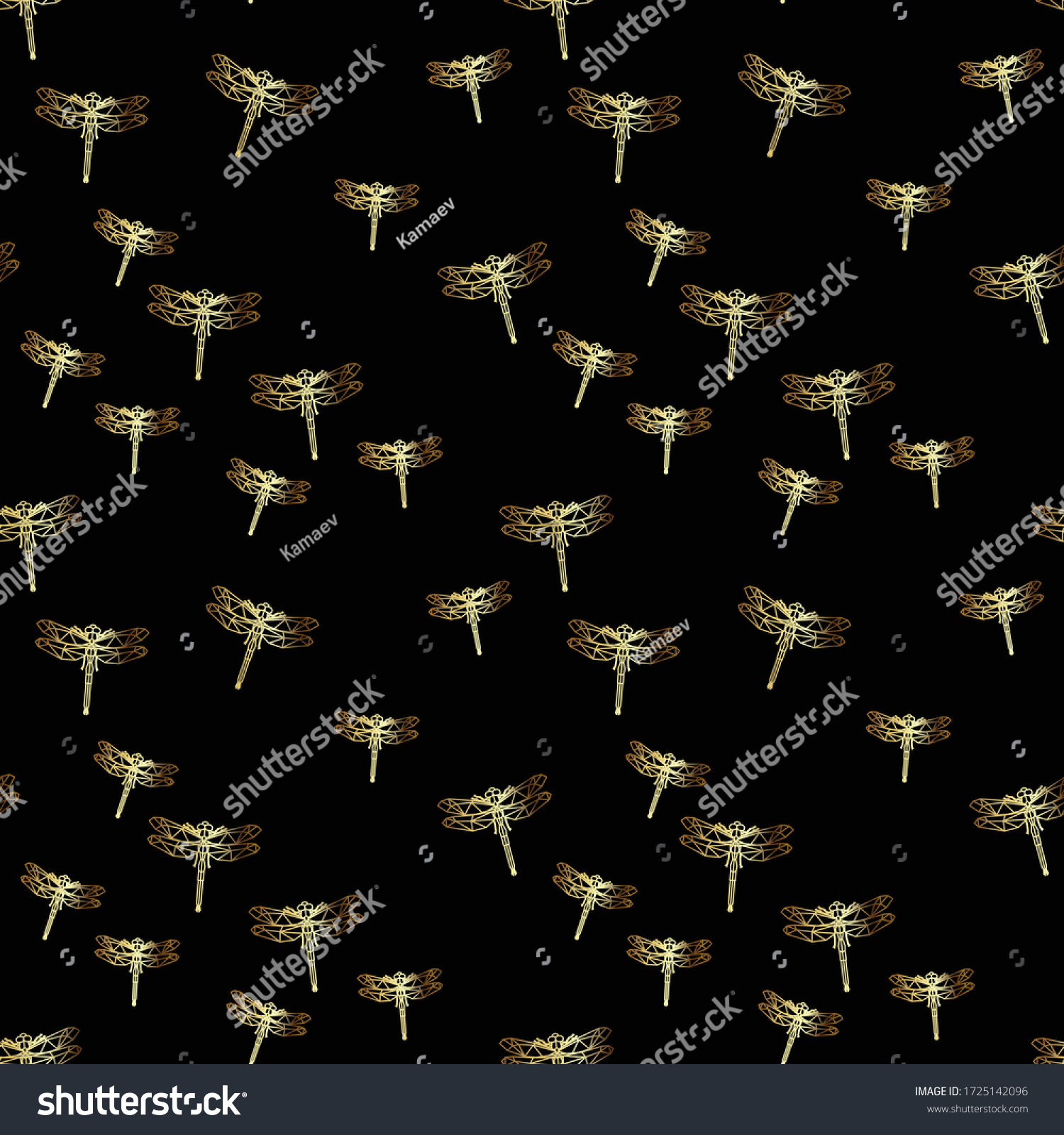 Golden Dragonfly Geometric Drawing Vector Pattern Stock Vector (Royalty ...