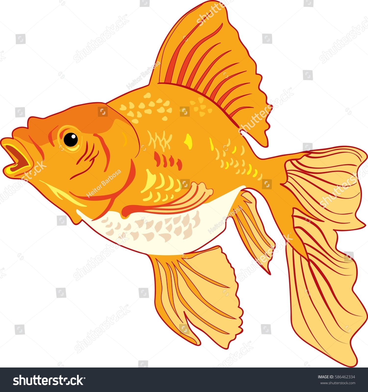Golden Fish Vector Illustration Stock Vector (Royalty Free) 586462334