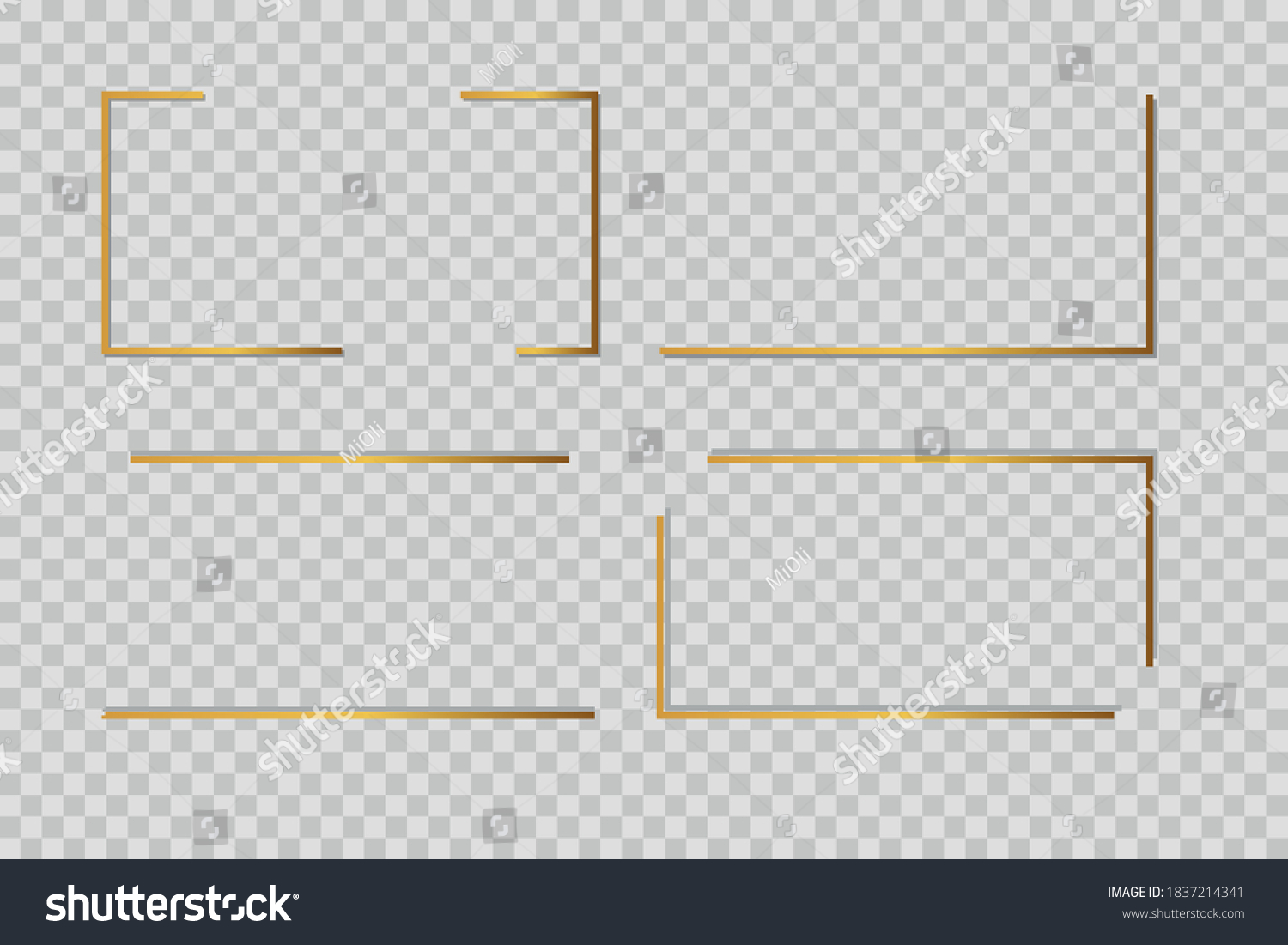 Golden Frame Elements Gold Angles Border Stock Vector (Royalty Free ...
