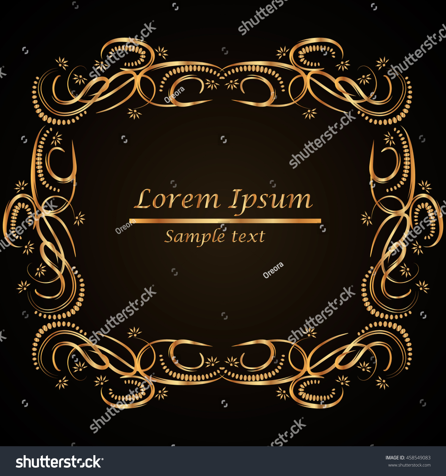 Golden Frame On Dark Background Stock Vector (Royalty Free) 458549083 ...