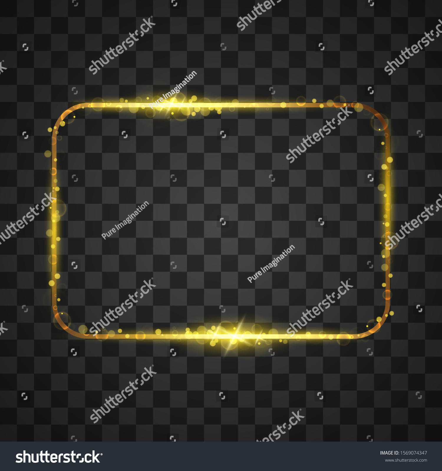 Golden Frame Lights Effects On Transparent Stock Vector (Royalty Free ...