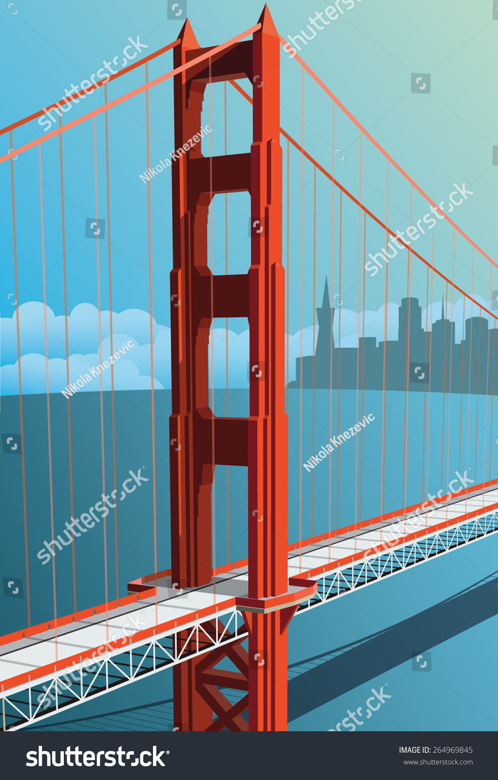 Golden Gate Bridge Stock Vector (Royalty Free) 264969845 | Shutterstock