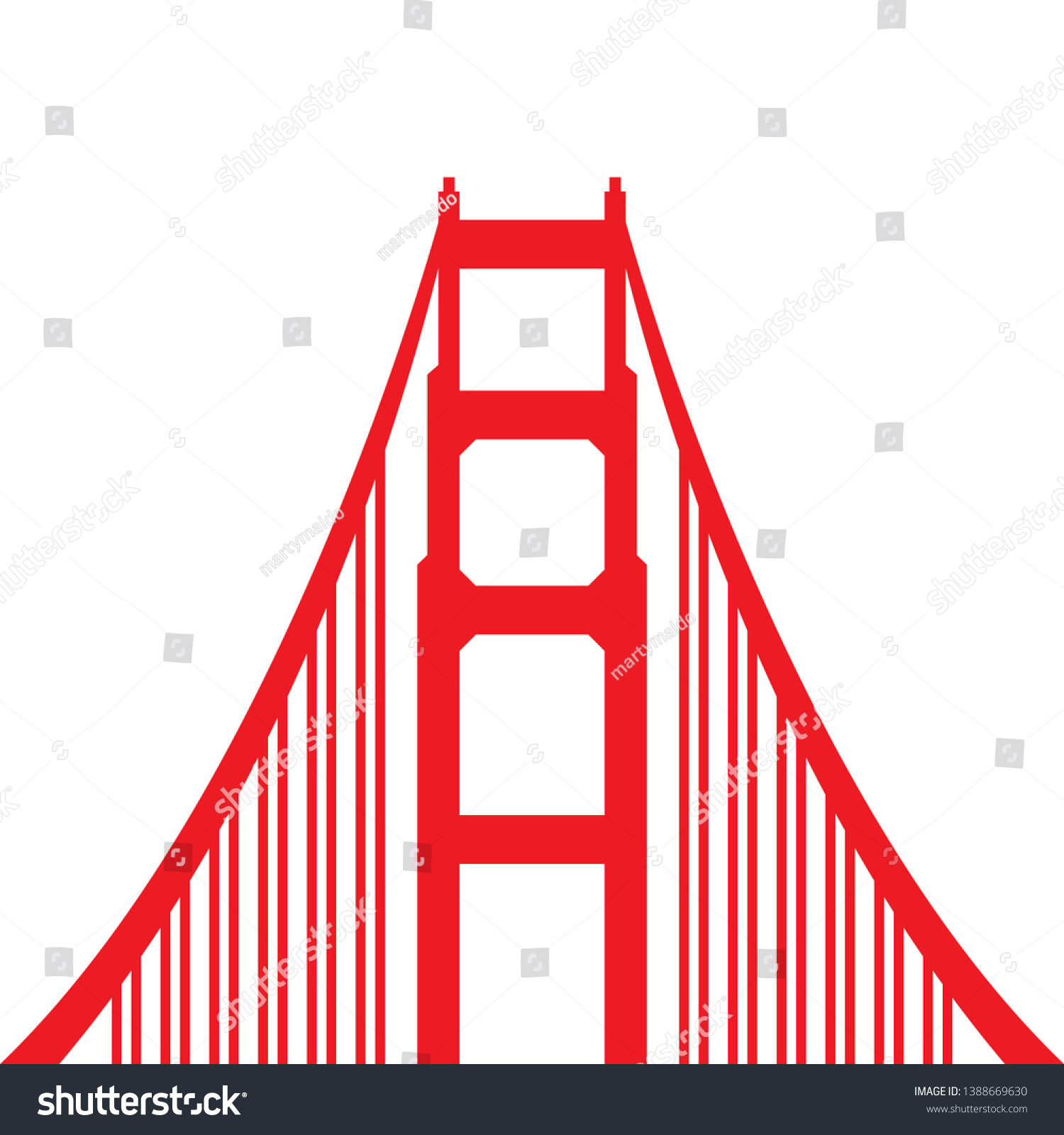 Golden Gate Bridge Tower Front View Stock Vector (Royalty Free) 1388669630