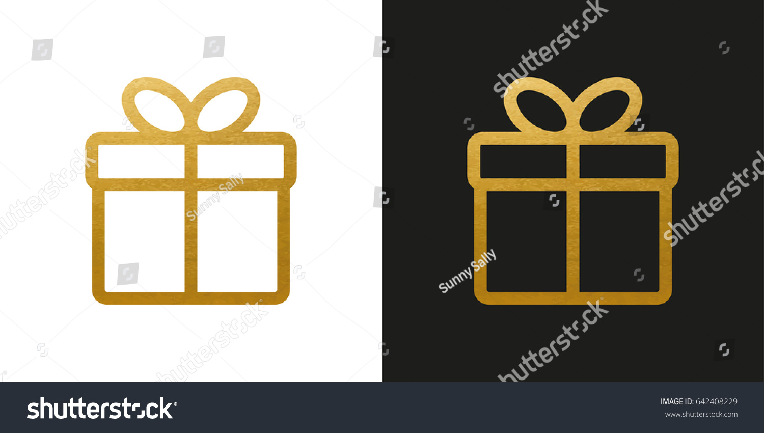 Golden Gift Icon Stock Vector (Royalty Free) 642408229