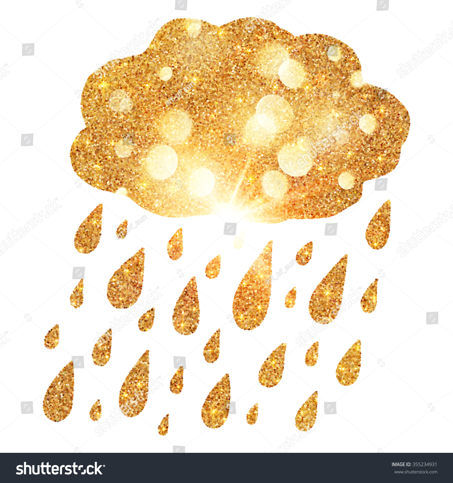 Golden Glitter Vector Shining Cloud Rain Stock Vector (Royalty Free ...