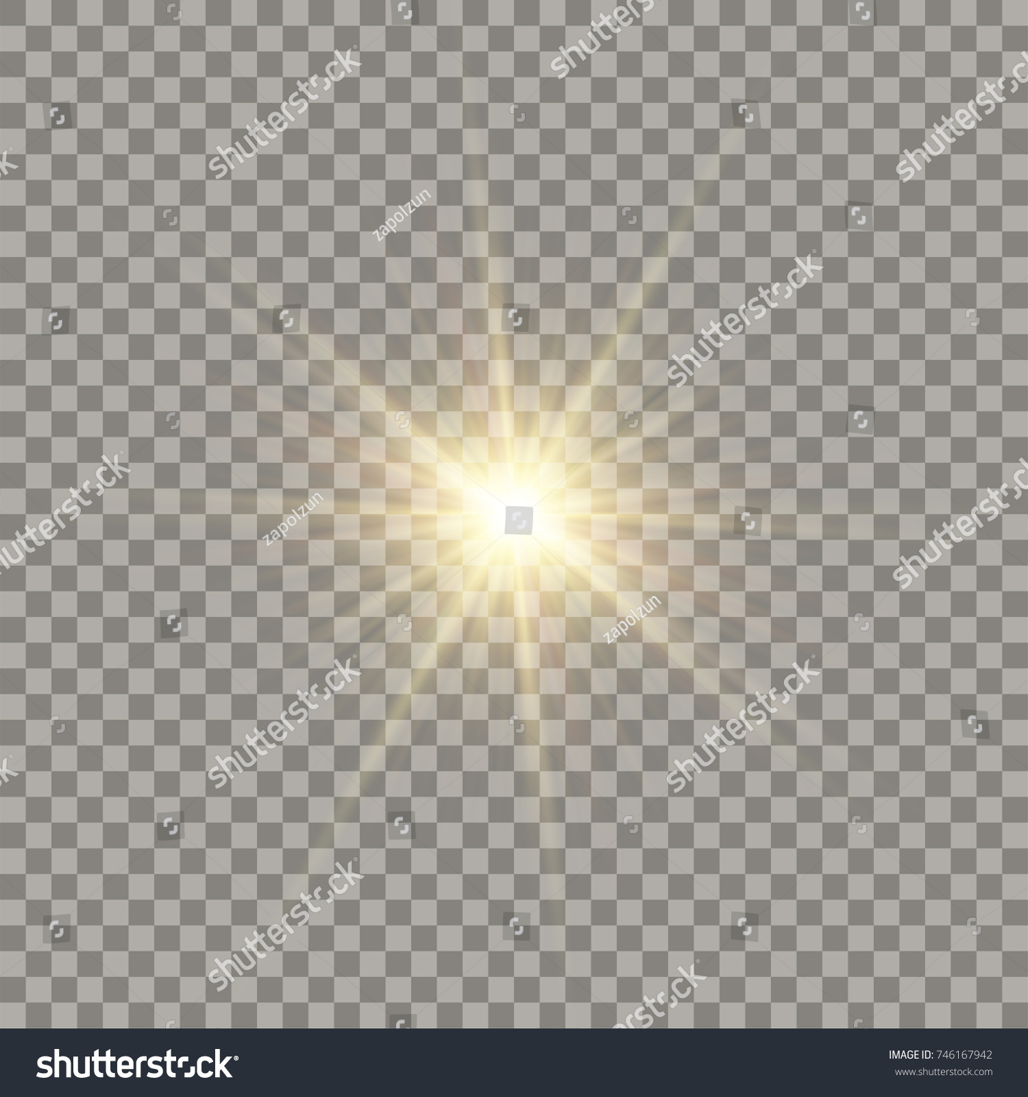 Golden Glowing Vector Sun Transparent Rays Stock Vector (Royalty Free ...
