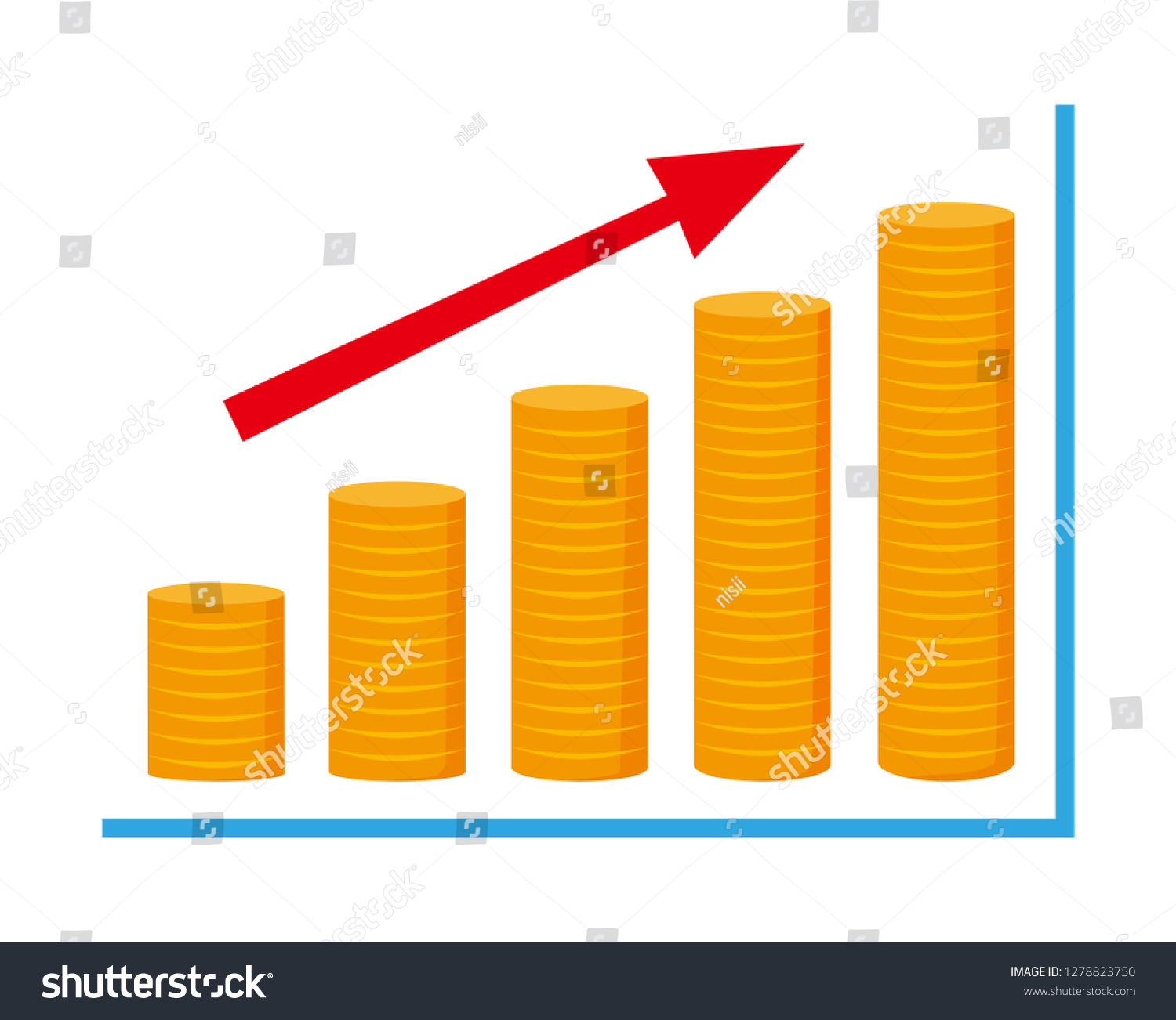 Golden Graph Stock Vector (Royalty Free) 1278823750 | Shutterstock