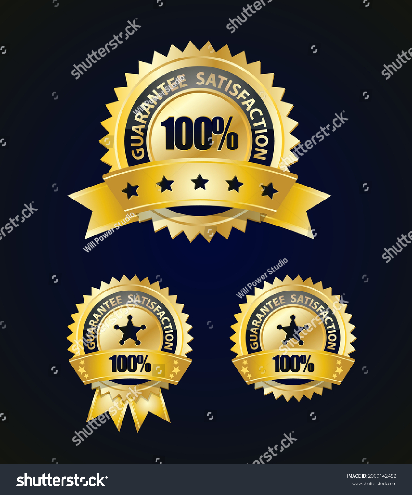 Golden Guaratee 100 Bade Black Background Stock Vector (Royalty Free ...