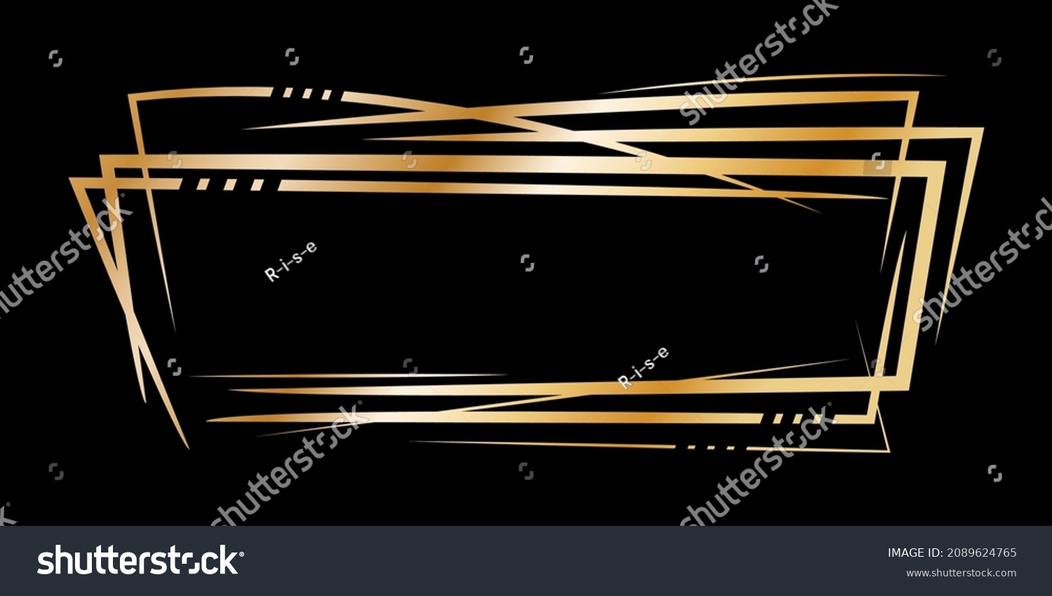 Golden Hand Drawn Harsh Rectangular Frame Stock Vector (Royalty Free ...