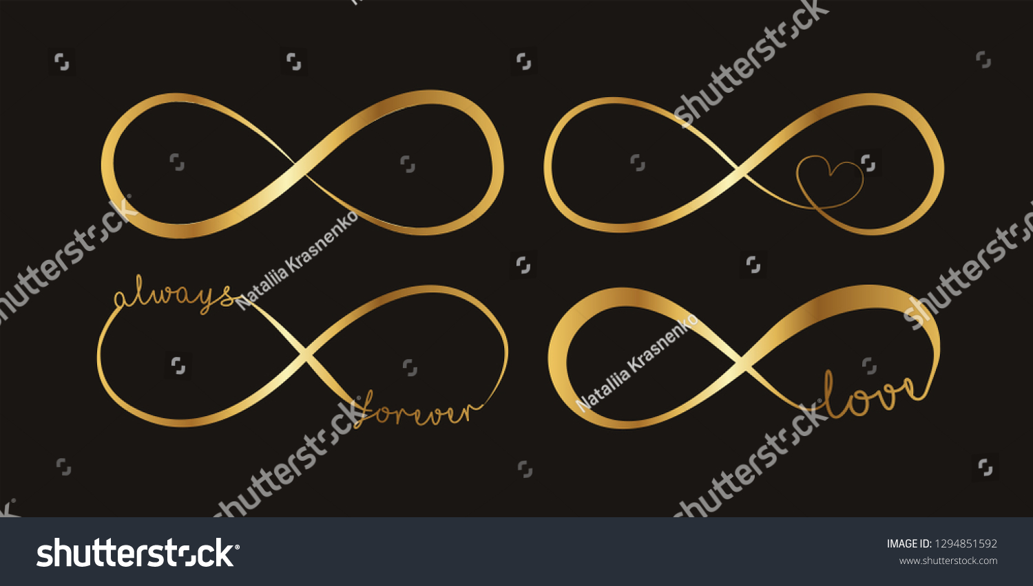 Golden Infinity Sign Vector Illustration: เวกเตอร์สต็อก (ปลอดค่า ...