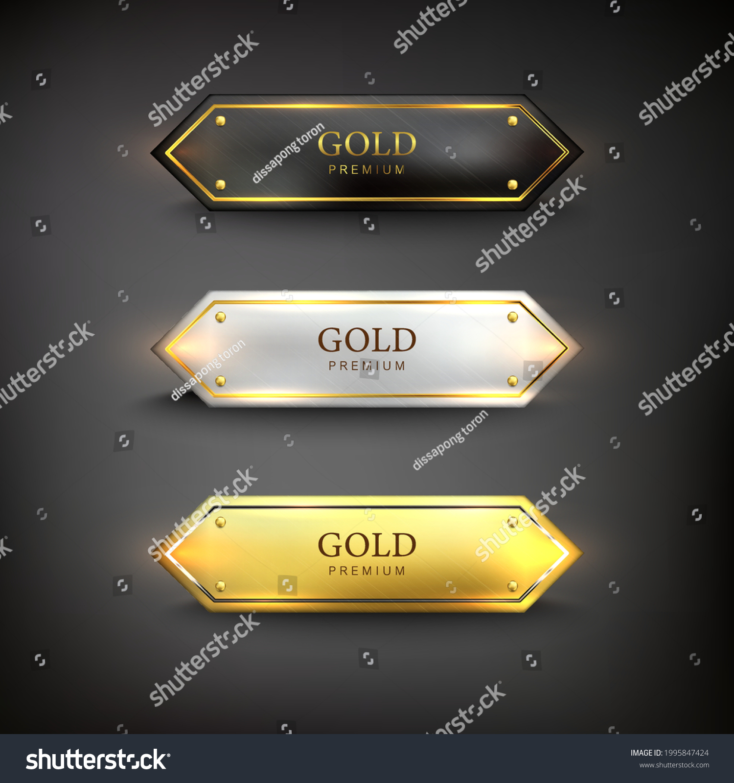 Golden Iron Web Set Button On Stock Vector (Royalty Free) 1995847424 ...