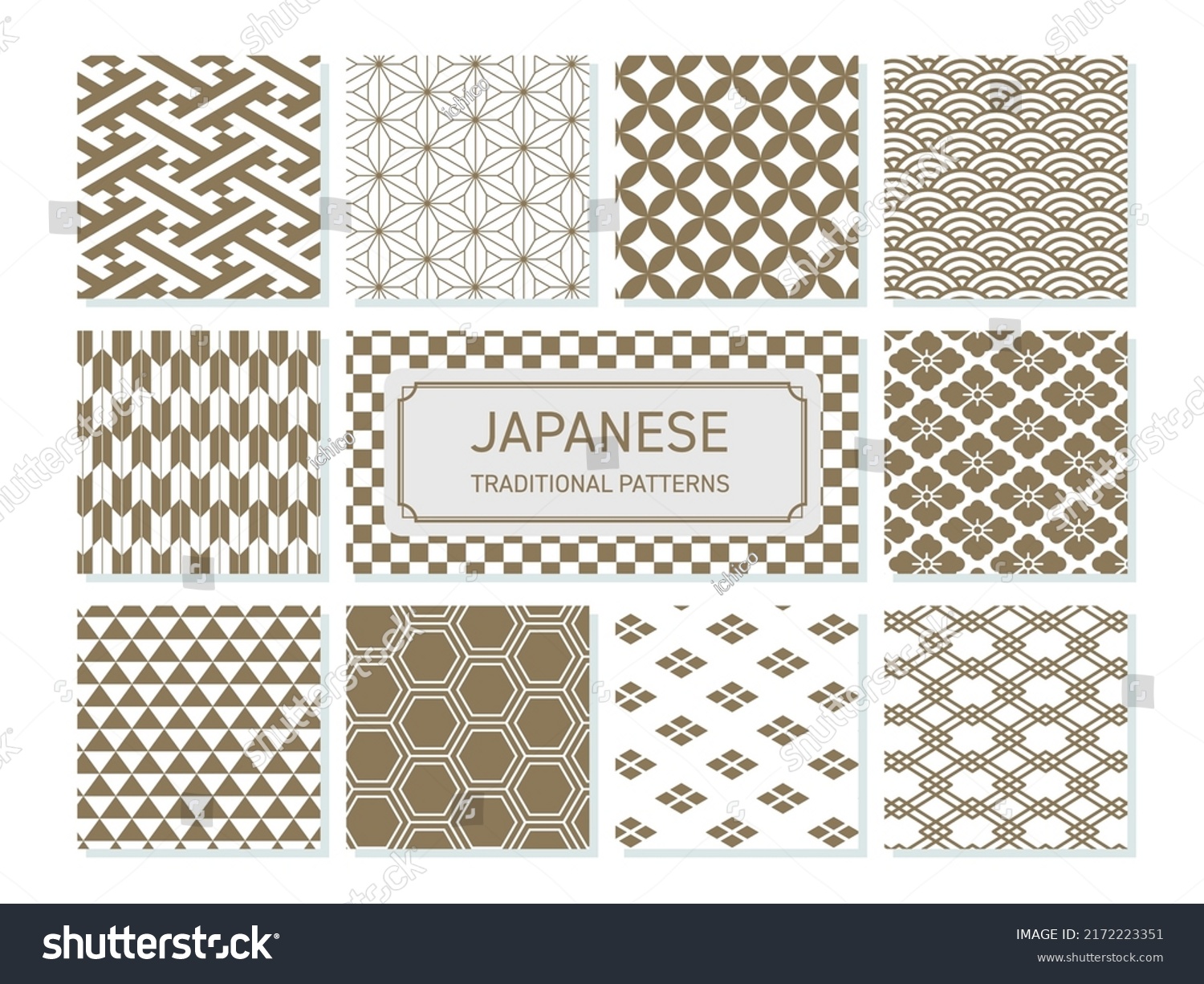 Golden Japanese Pattern Vector Set Stock Vector (Royalty Free ...