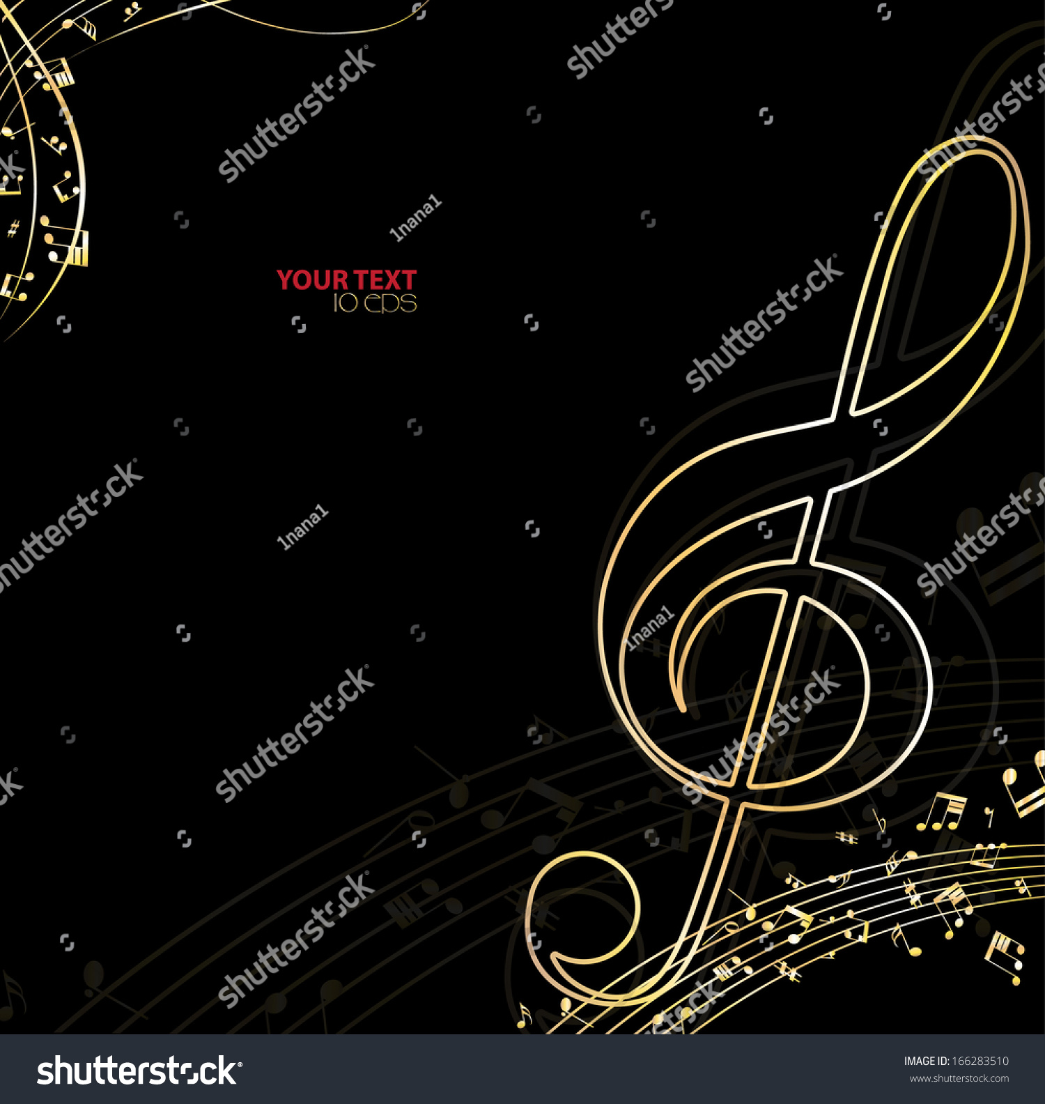 Golden Music Background Stock Vector (Royalty Free) 166283510 ...