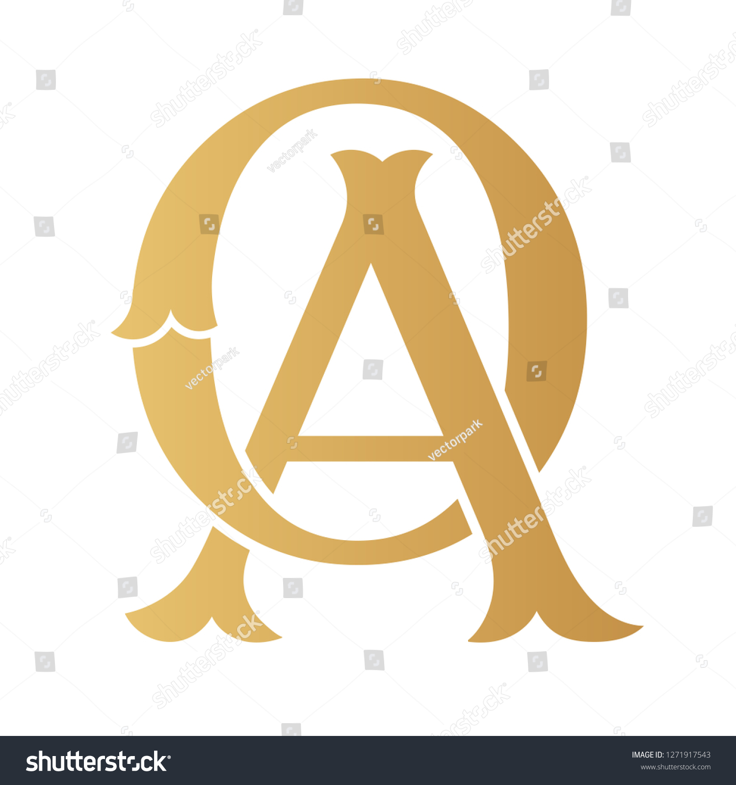 Golden Oa Monogram Isolated White Stock Vector (Royalty Free ...