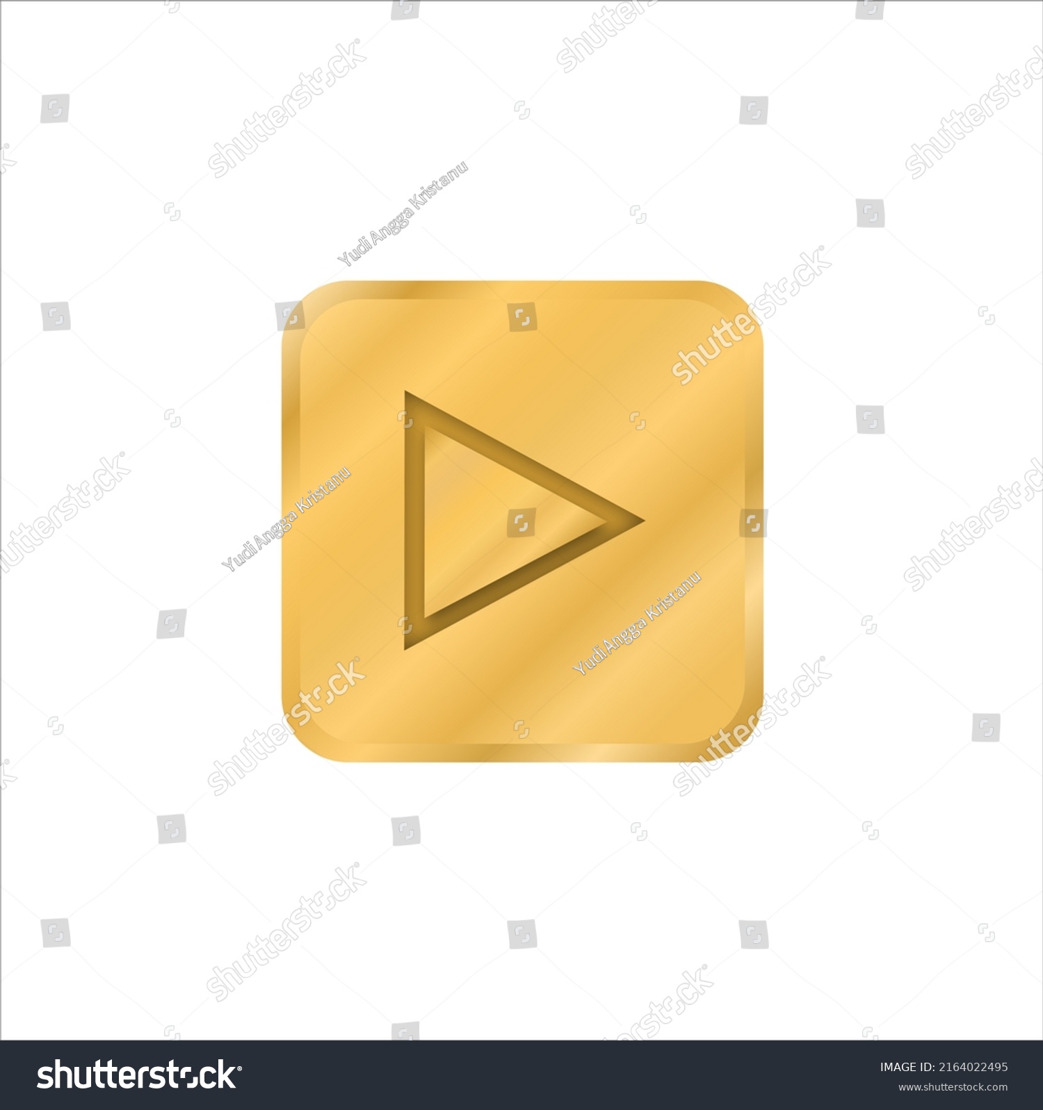 Golden Play Button On White Background Stock Vector (Royalty Free ...