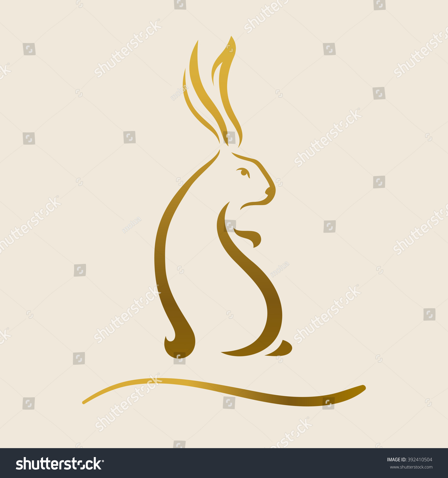 Golden Rabbit Logo Design Vector Illustration Stock Vector (Royalty ...