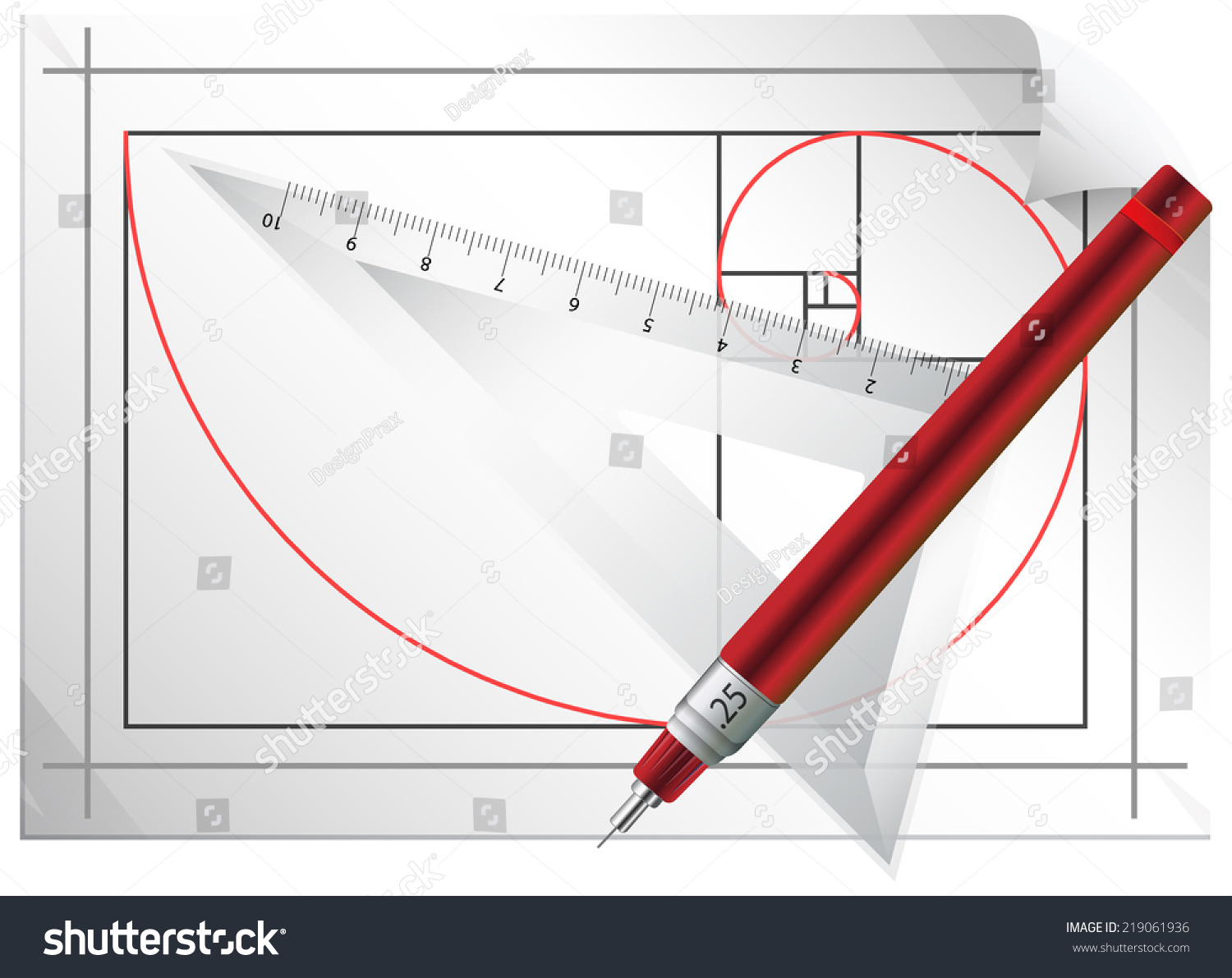 Golden Ratio Technical Drawing Stock Vector (Royalty Free) 219061936