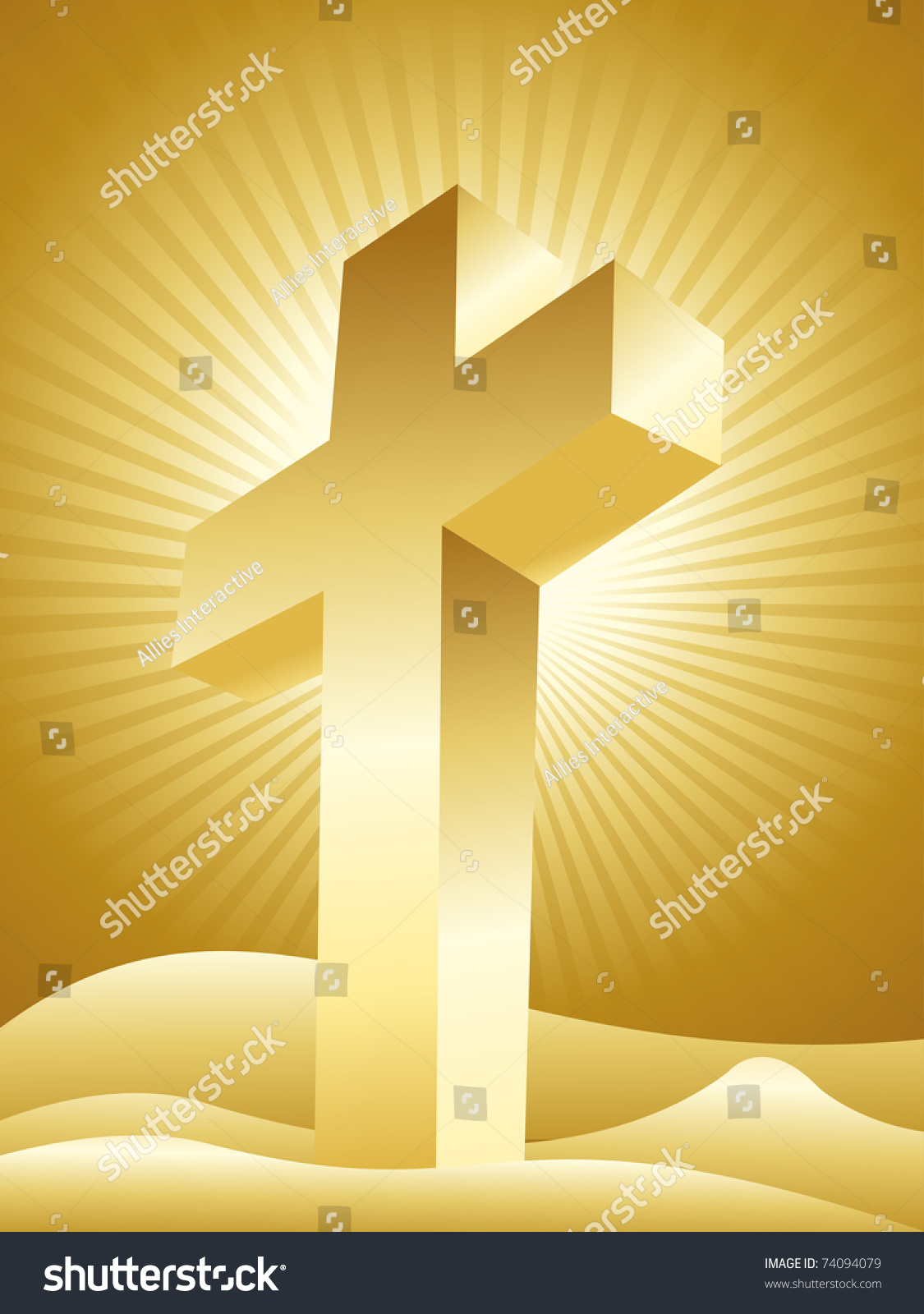 Golden Rays Background Isolated Cross Vector Stock Vector (Royalty Free ...