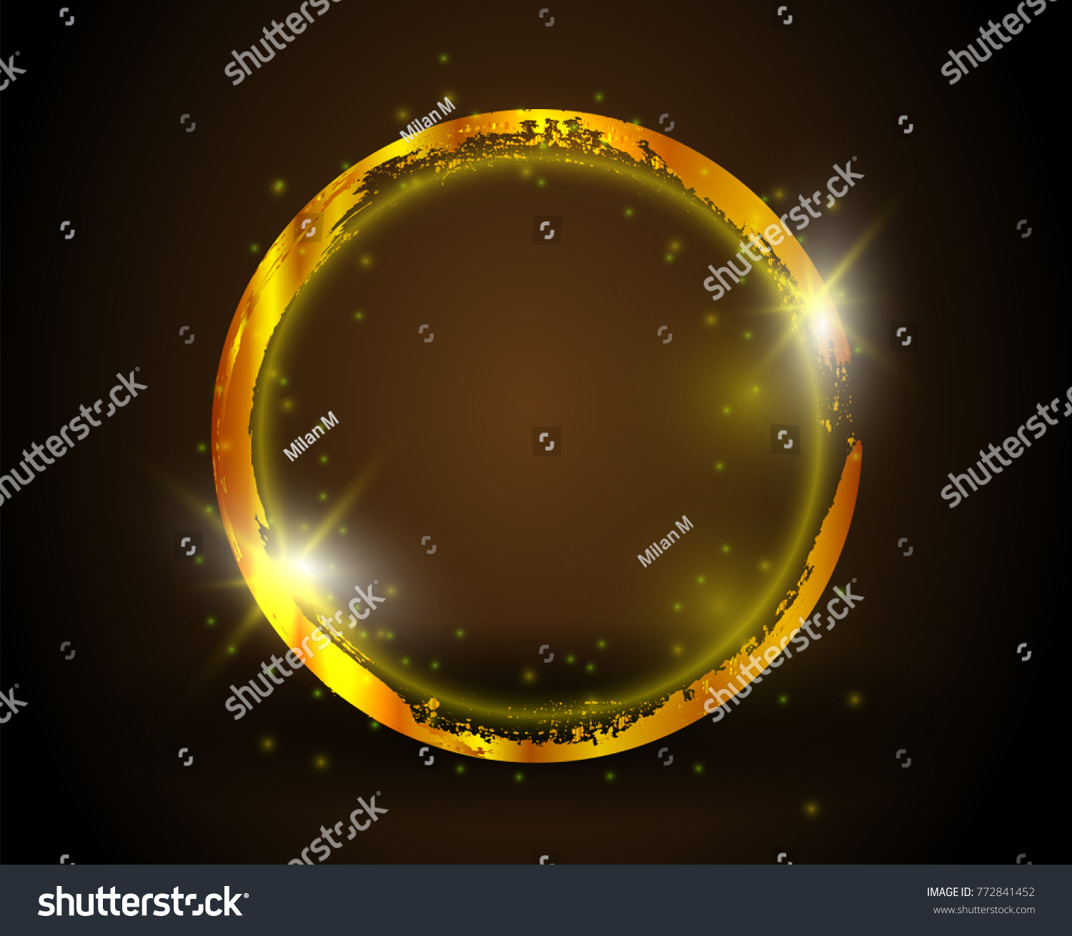 Golden Ring Backgroundshiny Round Frame Light Stock Vector (Royalty ...