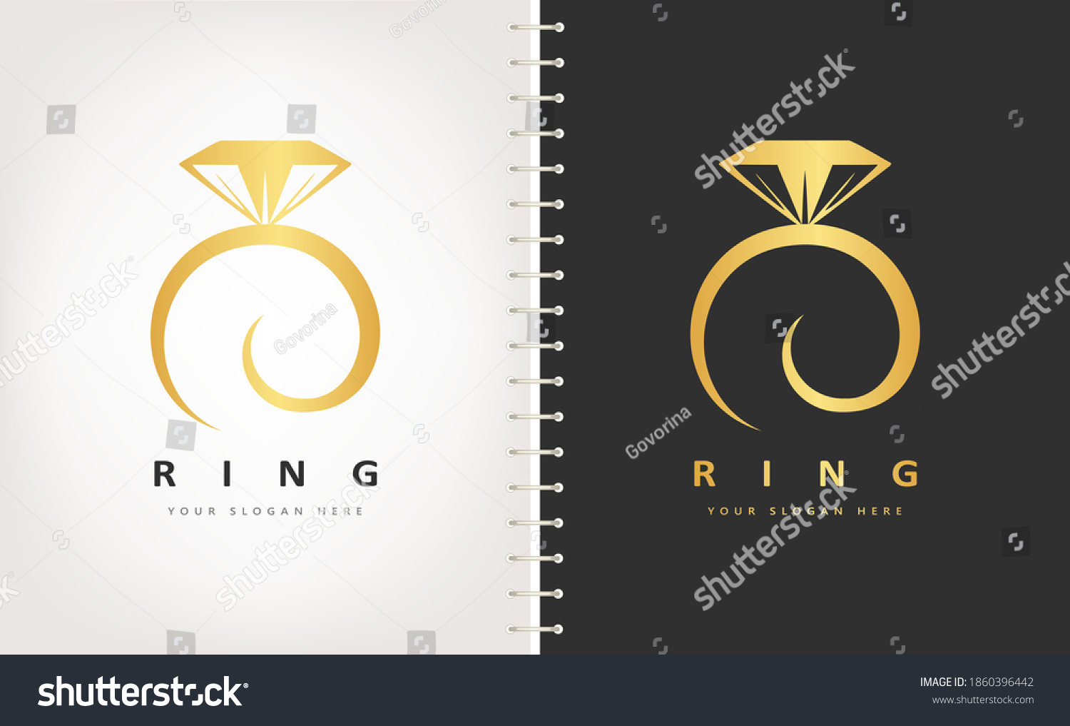 Golden Ring Logo Vector Design Stock Vector (Royalty Free) 1860396442