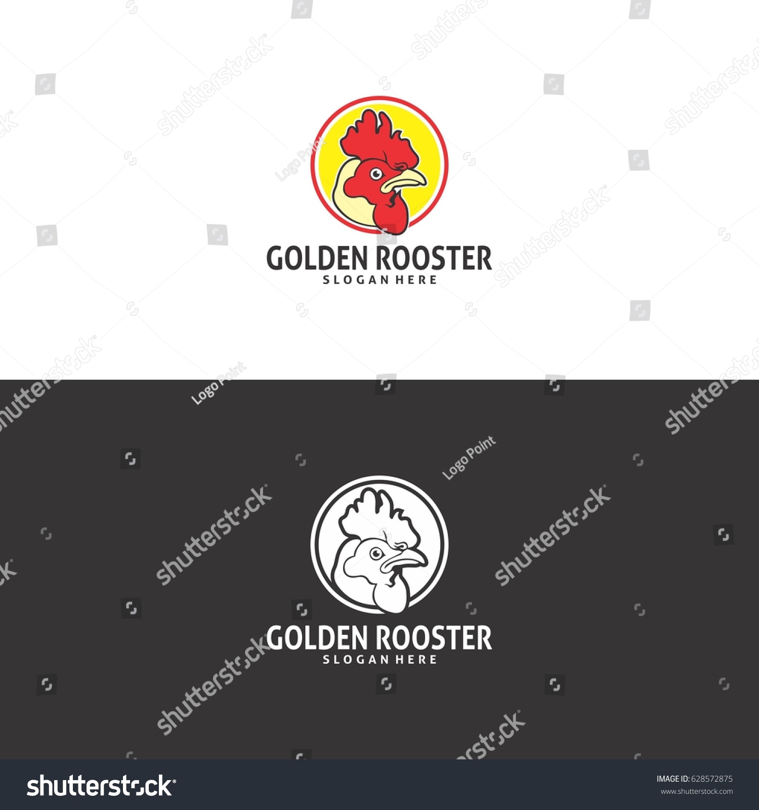 Golden Rooster Logo Vector Stock Vector (Royalty Free) 628572875