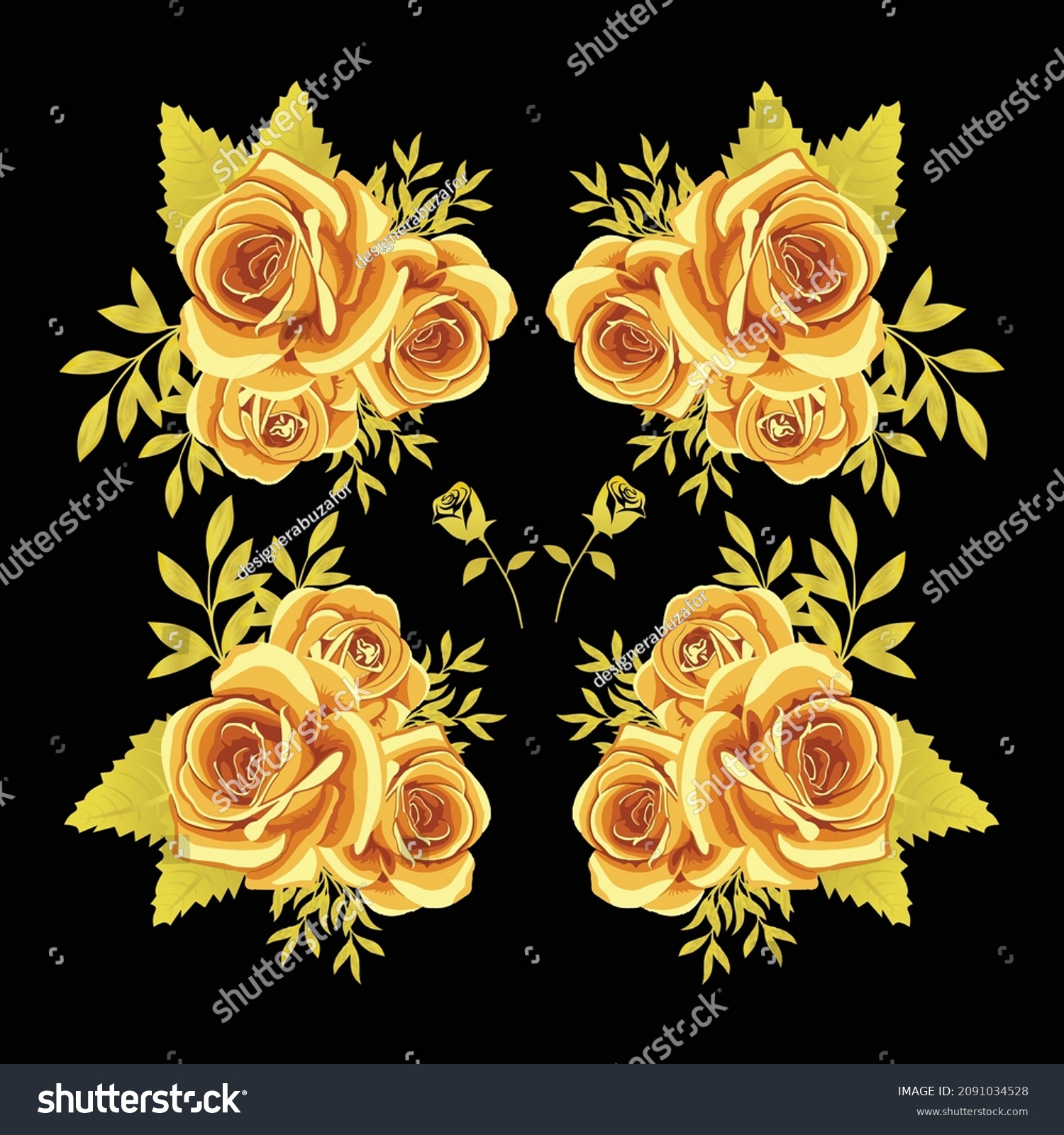 Golden Rose Vector Design Flawer Vector Stock Vector (Royalty Free ...
