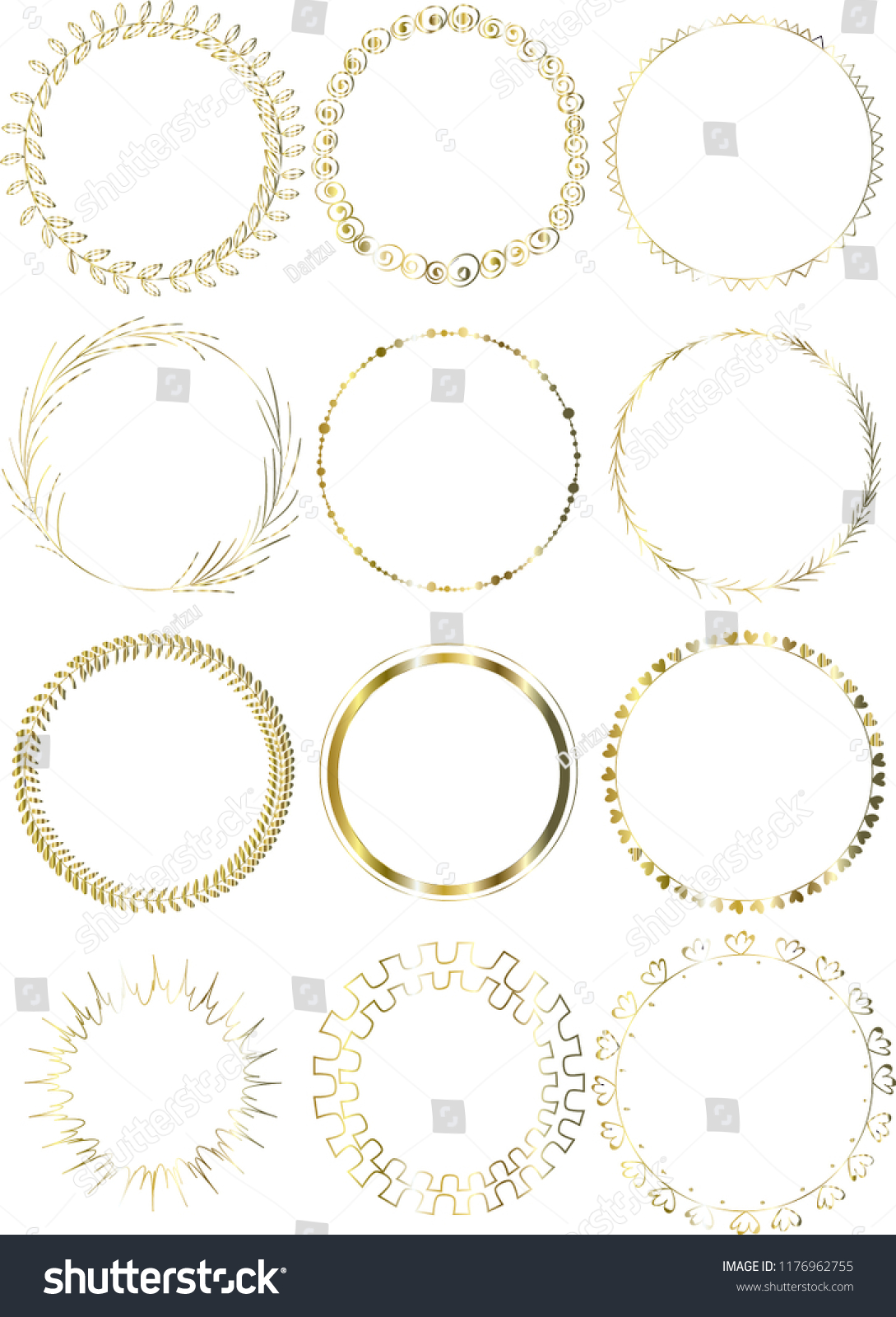 Golden Round Borders Stock Vector (Royalty Free) 1176962755 | Shutterstock