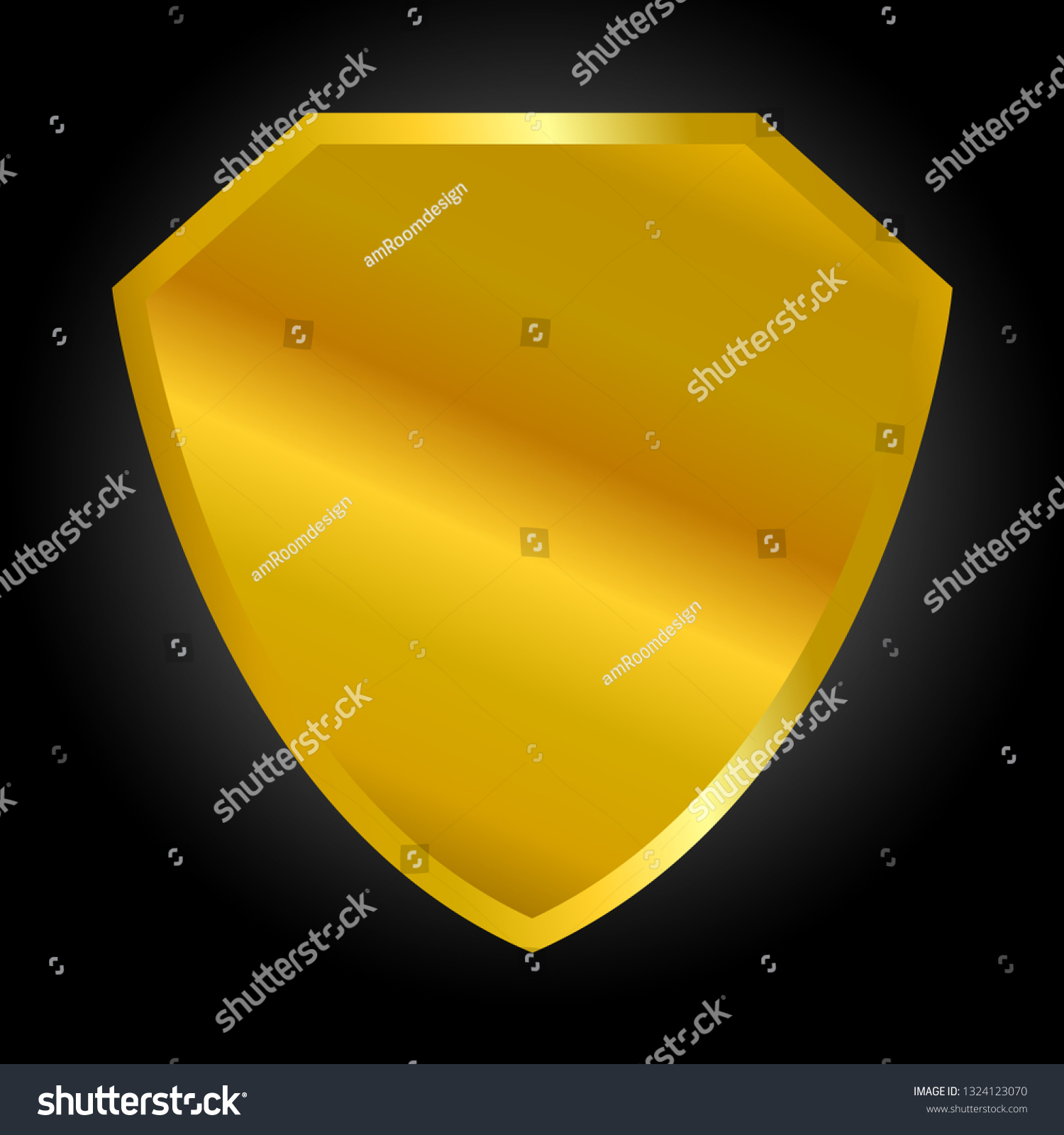 Golden Shield Icon Vector Isolated On Stock Vector (Royalty Free ...