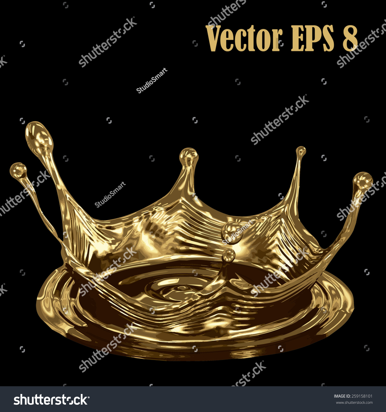 Golden Splash Crown Vector Eps 8 Stock Vector (Royalty Free) 259158101 ...