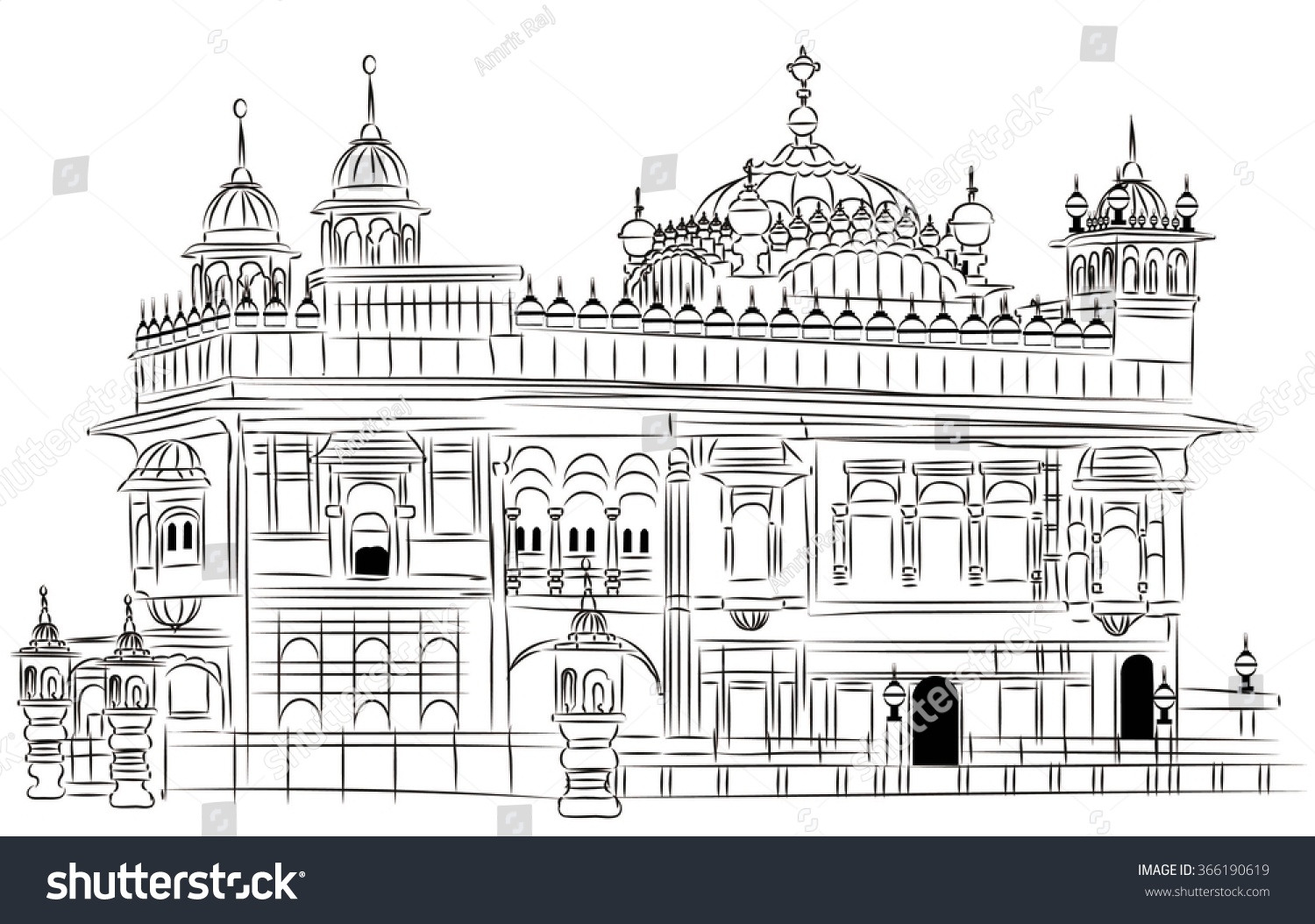 Golden Temple Stock Vector Illustration 366190619 : Shutterstock