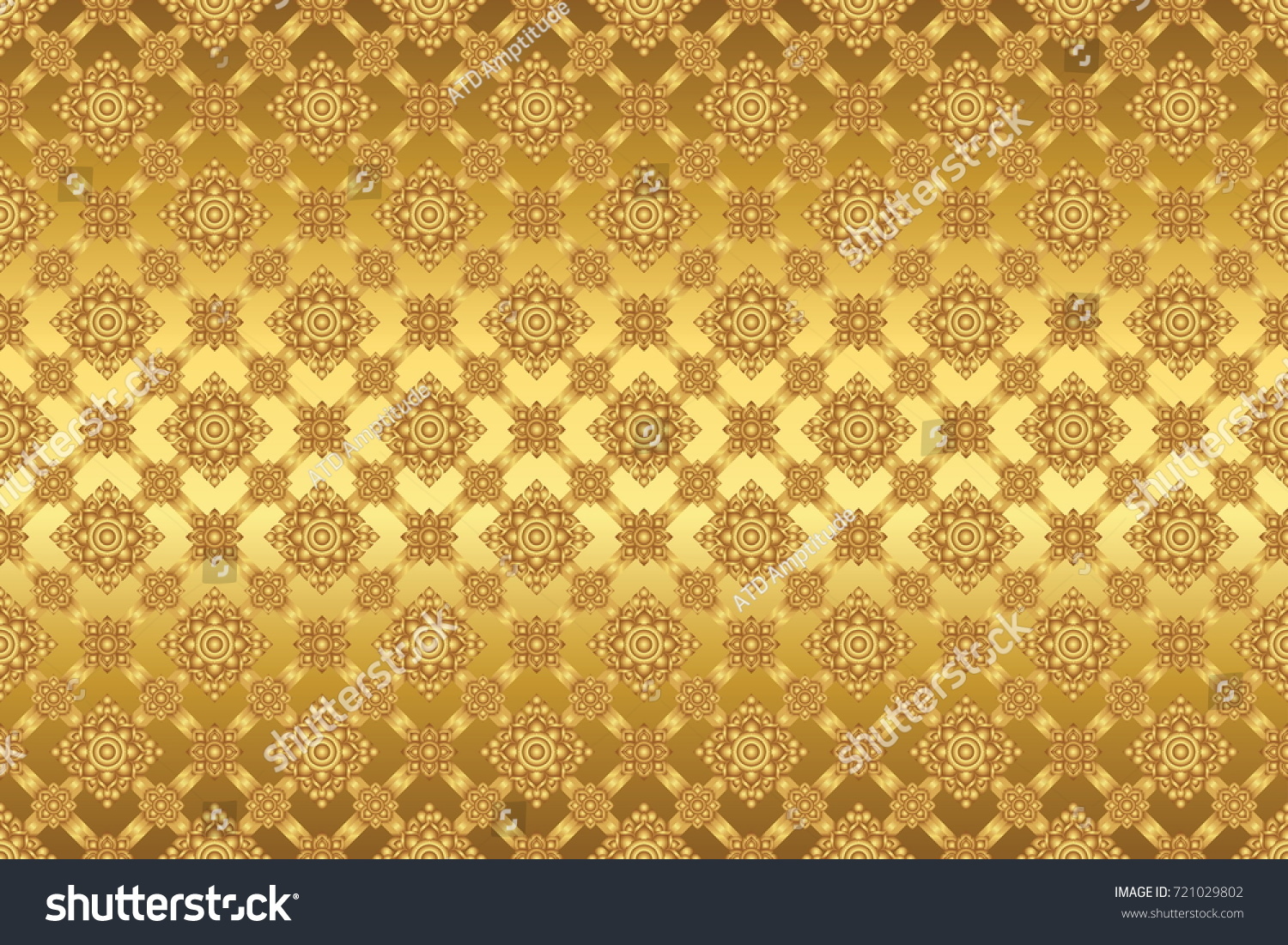 Golden Thai Floral Pattern Background: เวกเตอร์สต็อก (ปลอดค่าลิขสิทธิ์ ...