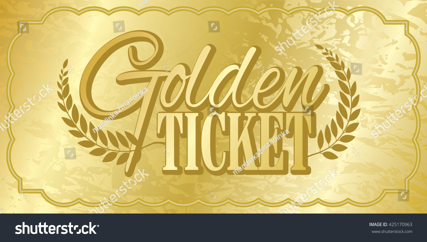 Golden Ticket Stock Vector Illustration 425170963 : Shutterstock