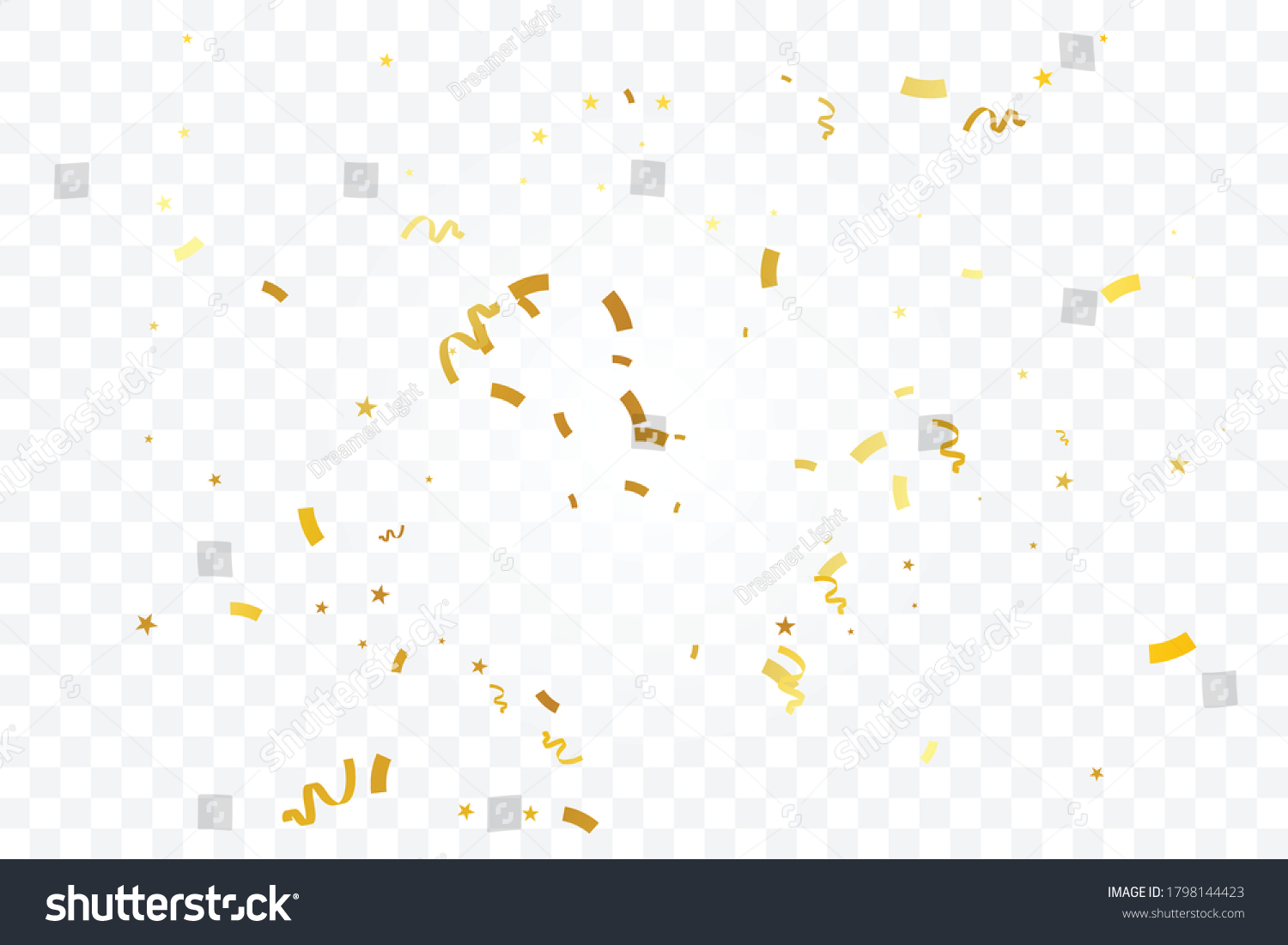 Golden Tiny Confetti Streamer Ribbon Falling Stock Vector (Royalty Free) 1798144423
