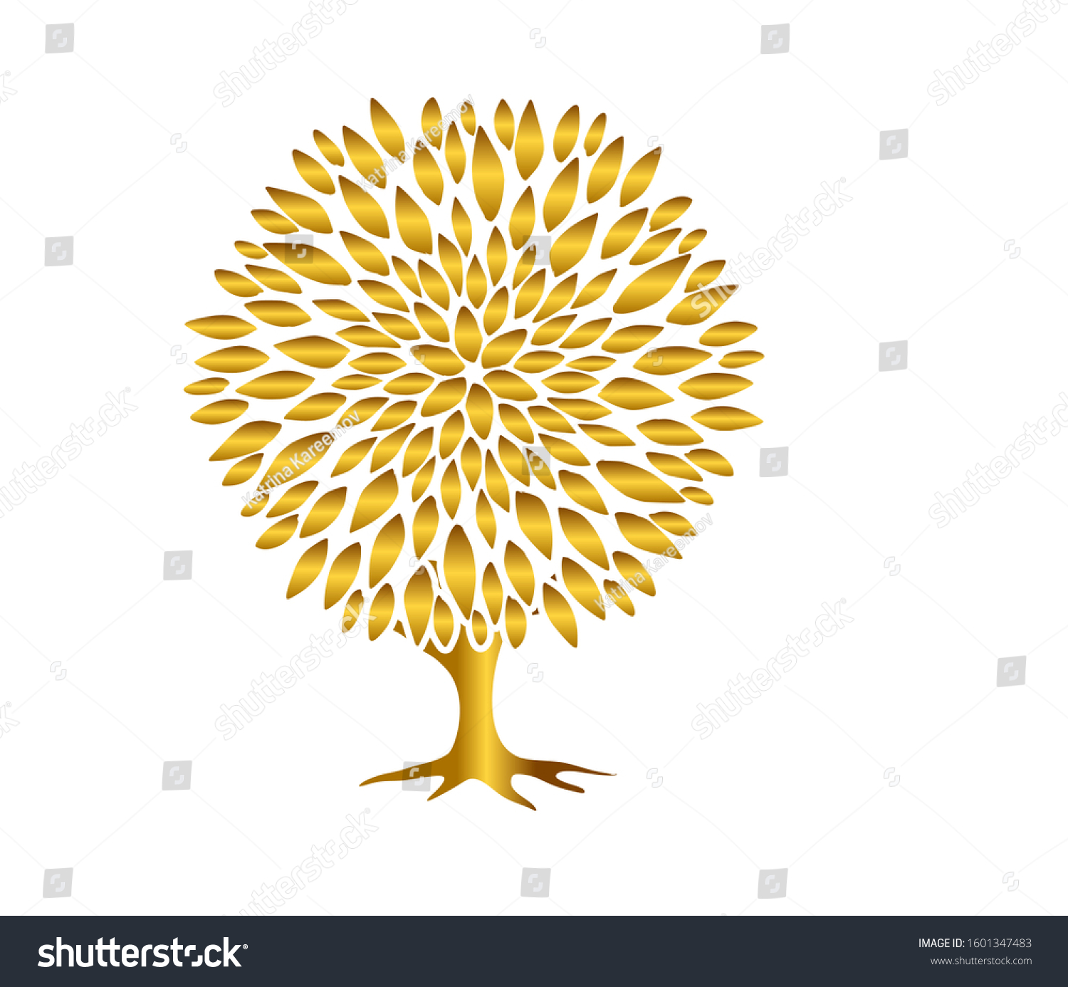Golden Tree Vector Illustration Beauiful Abstract Stock Vector (Royalty ...