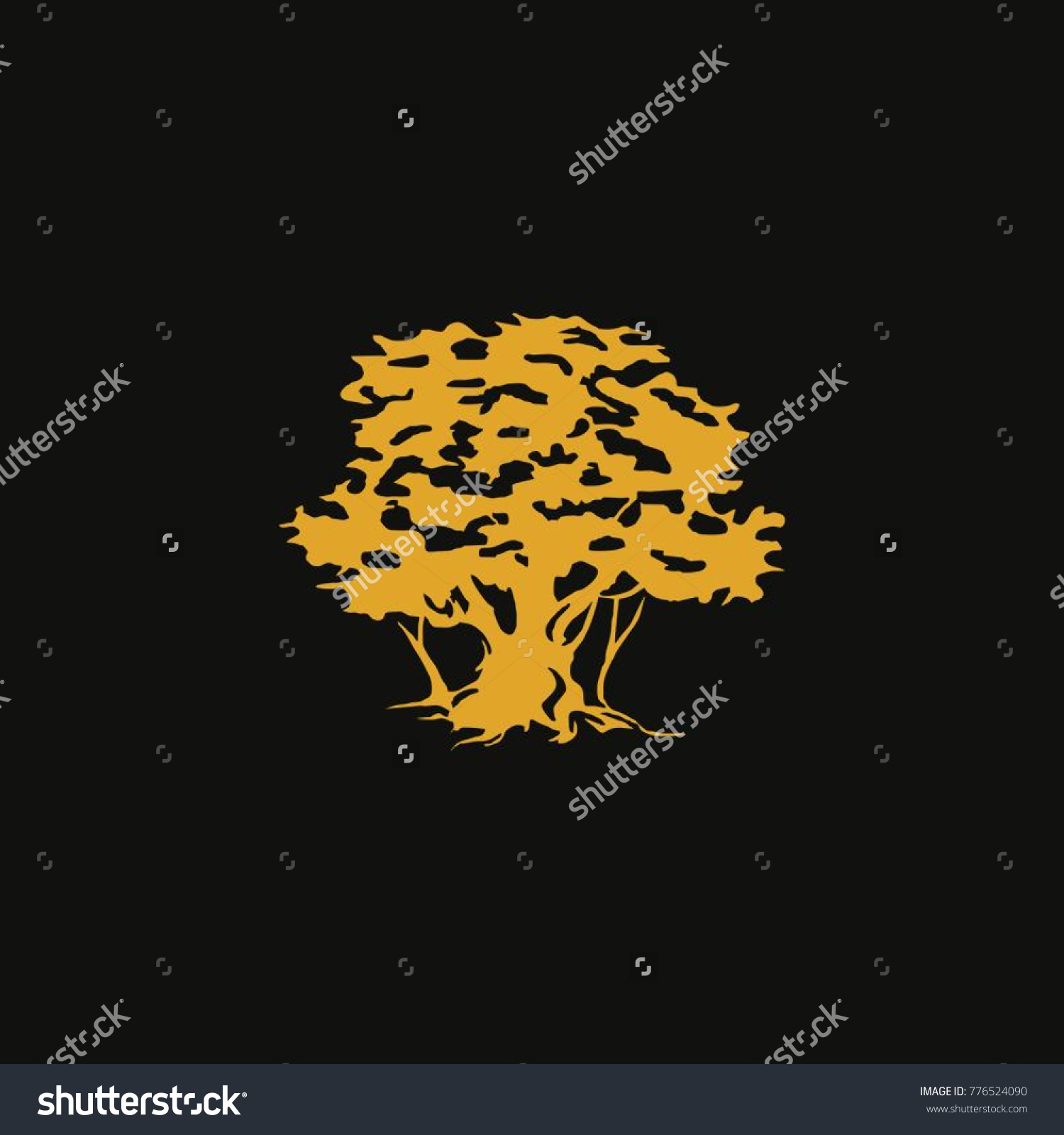 Golden Tree Vector Logo Stock Vector (Royalty Free) 776524090