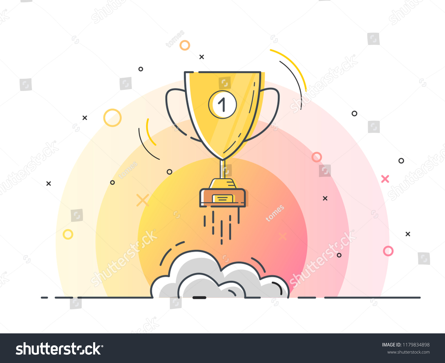 Golden Trophy Cup Rocket Launch Idea Stock Vector (Royalty Free) 1179834898