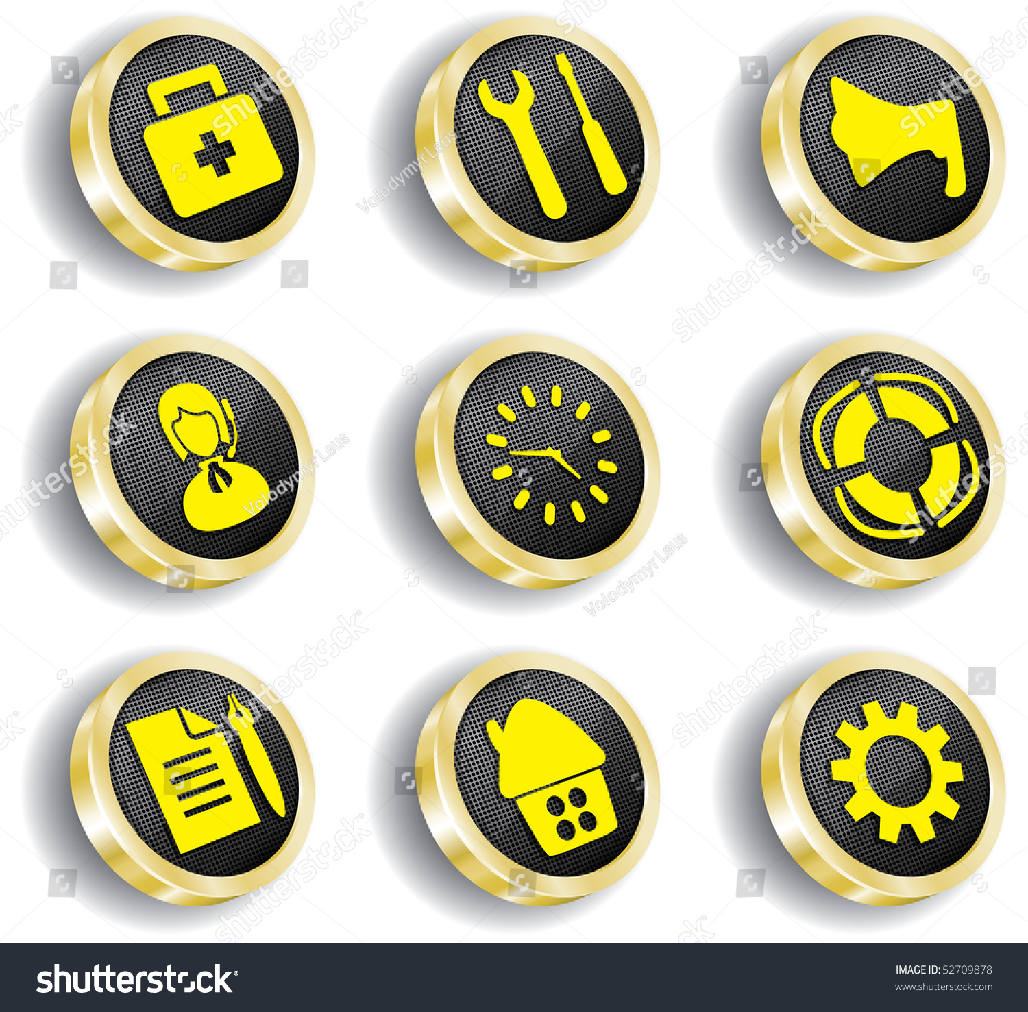 Golden Web Icon Set Vector Cmyk Stock Vector (Royalty Free) 52709878 ...