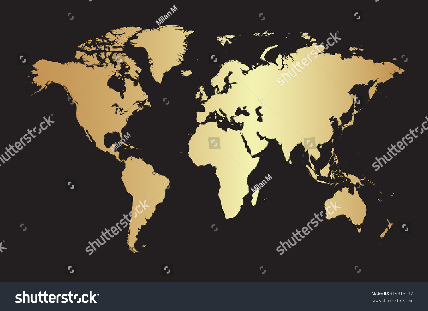 Golden World Mapvector Illustration 库存矢量图（免版税）319913117 | Shutterstock