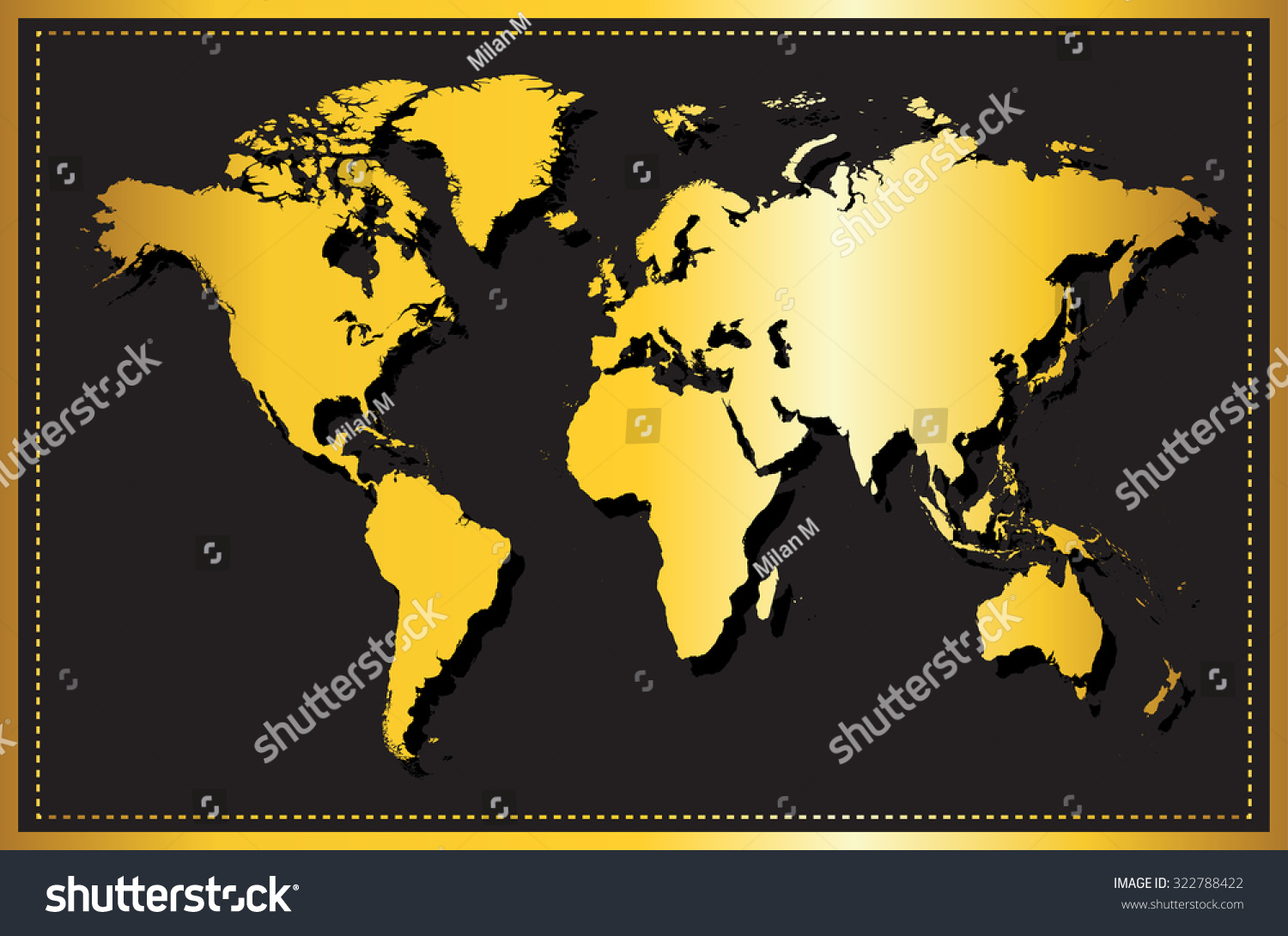 Golden World Mapvector Illustration: เวกเตอร์สต็อก (ปลอดค่าลิขสิทธิ์ ...
