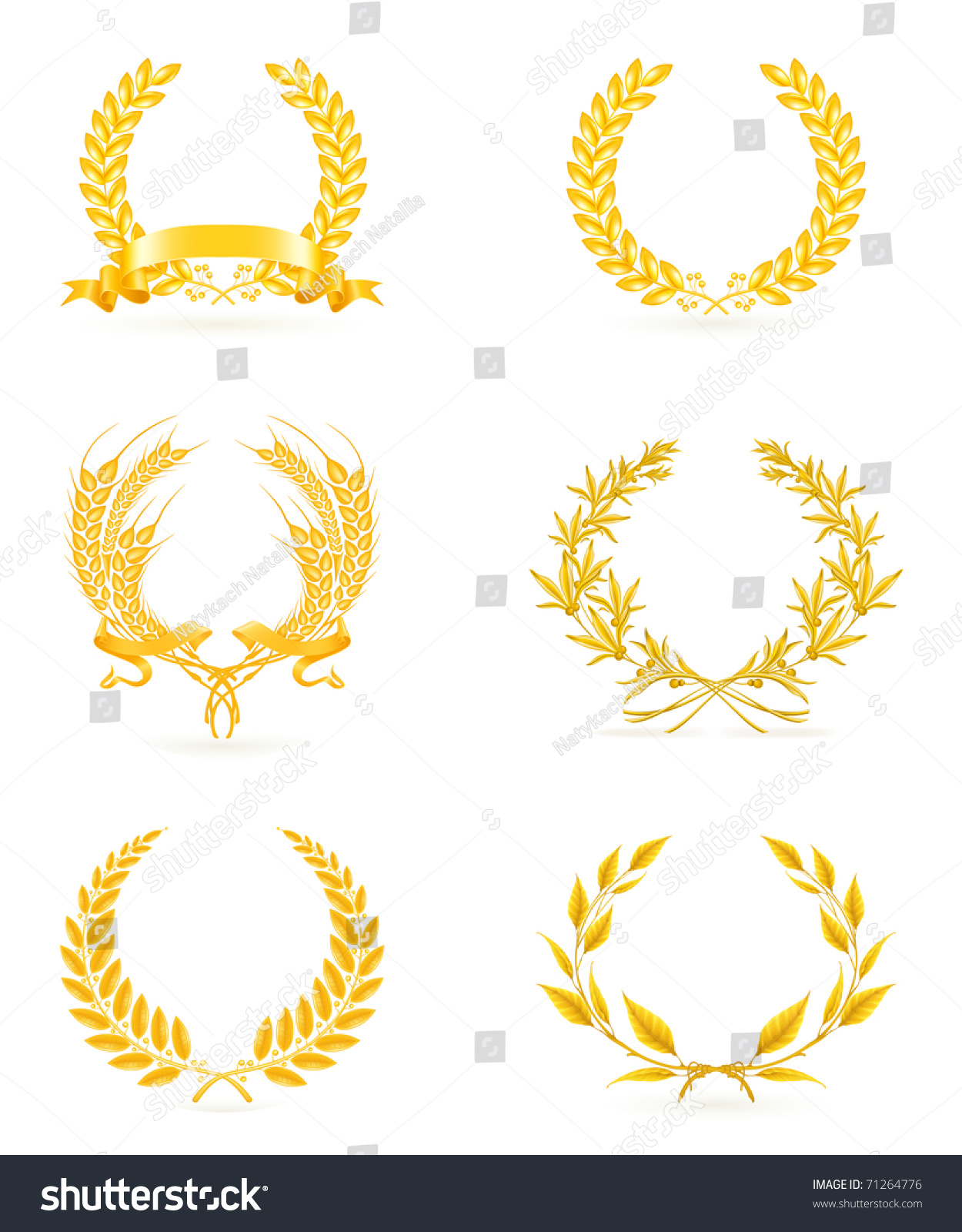 Golden Wreath Set Vector Icon Stock Vector (Royalty Free) 71264776 ...