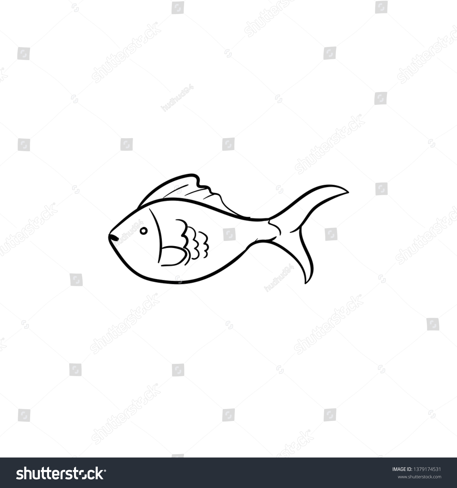 Goldfish Doodle Vector Drawing Stock Vector (Royalty Free) 1379174531