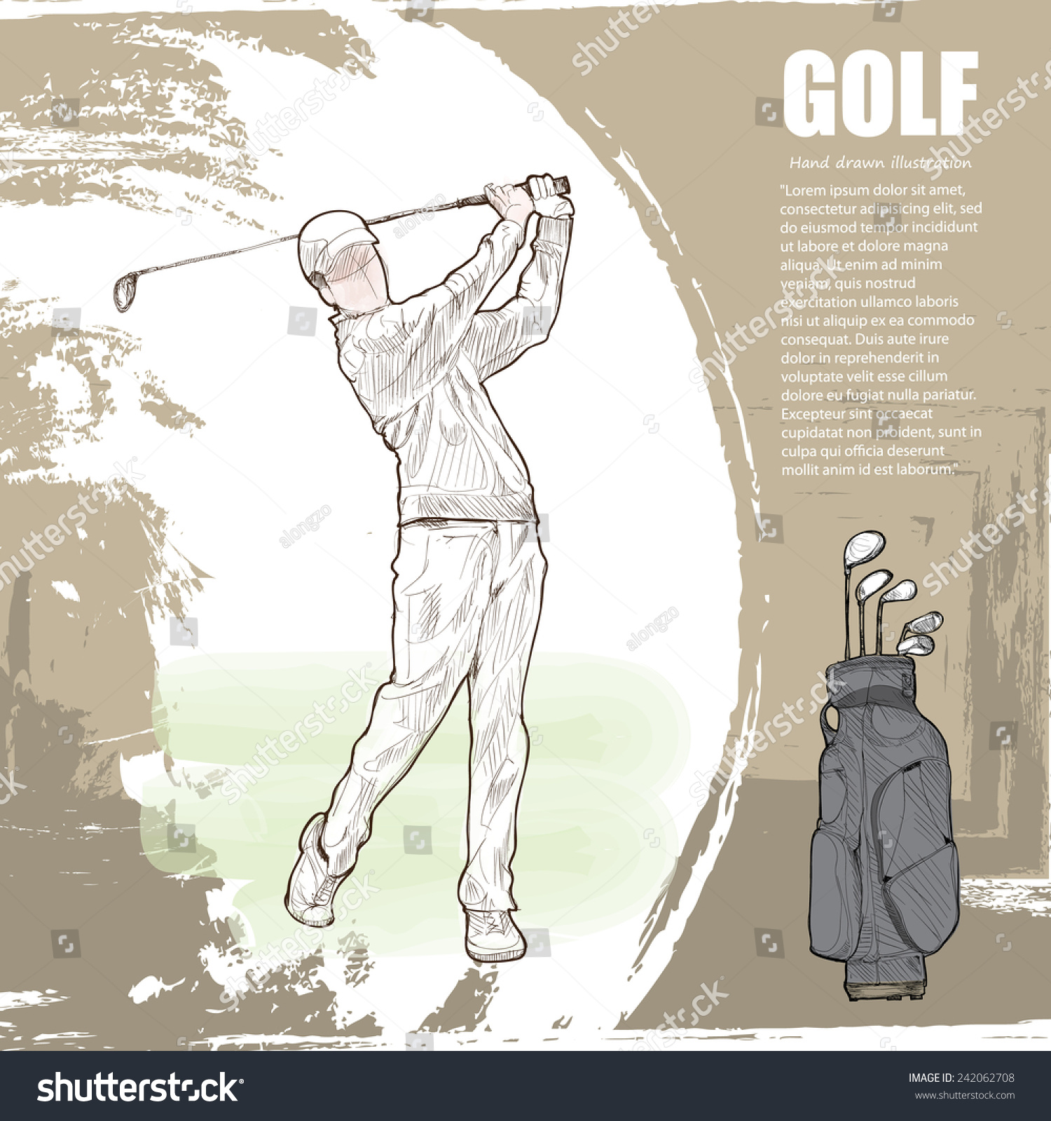 Golf Background Design Hand Drawn: vector de stock (libre de regalías ...