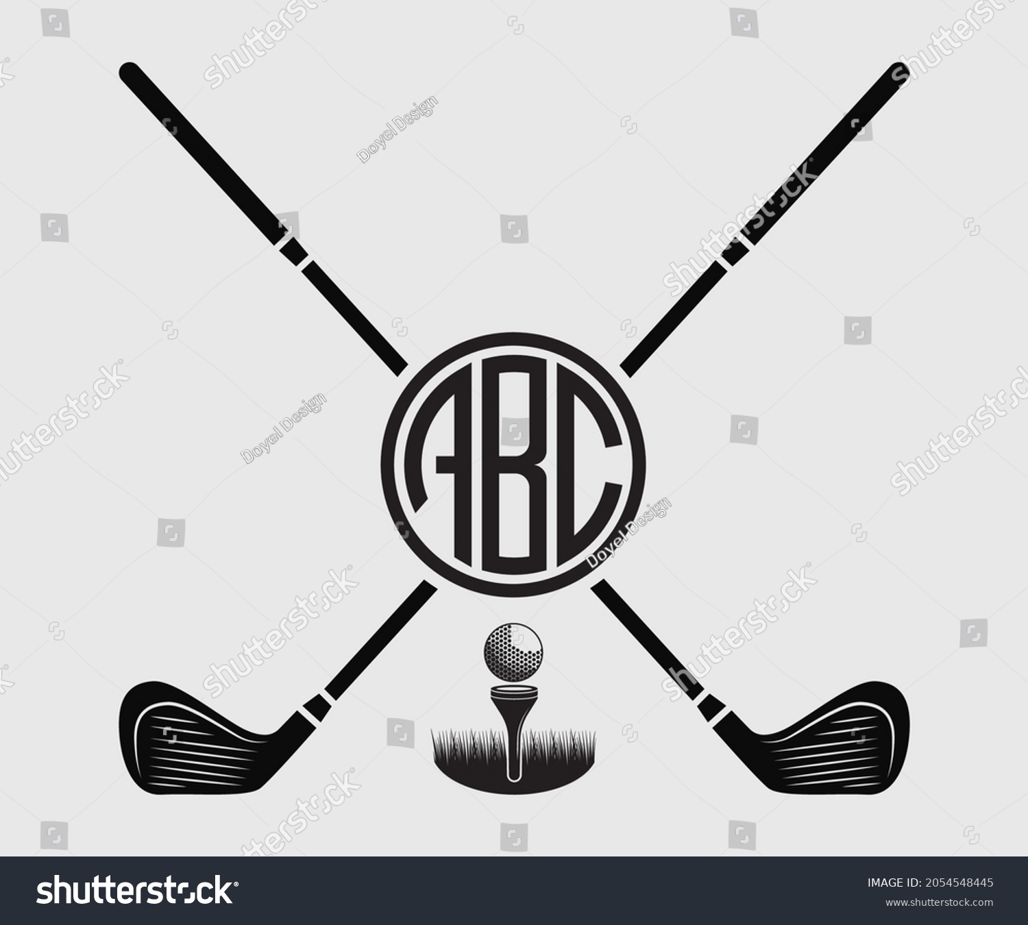 Golf Bat Monogram Printable Vector Illustration Stock Vector (Royalty ...