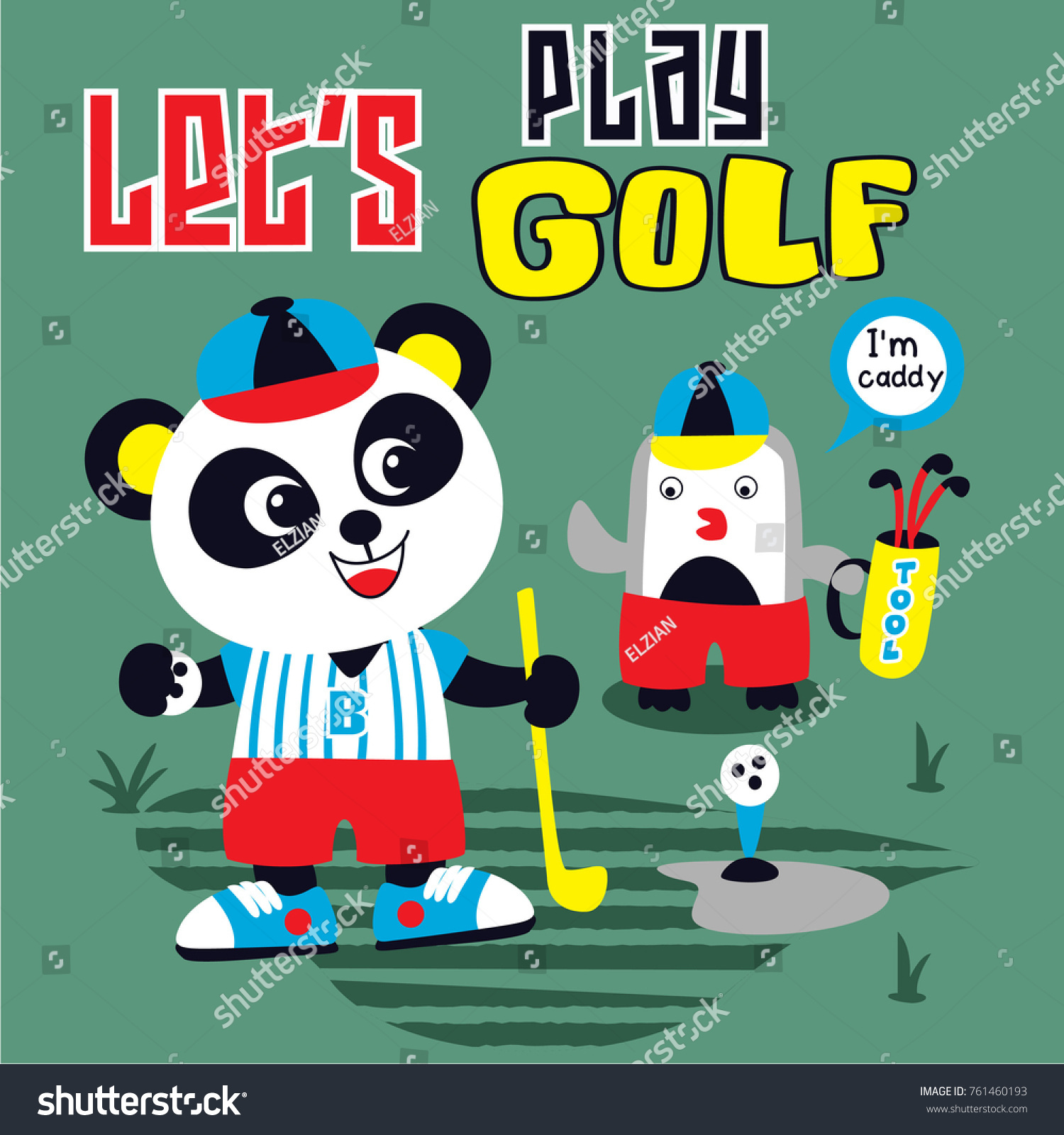 Golf Bear Panda Vector Cartoon Stock Vector (Royalty Free) 761460193