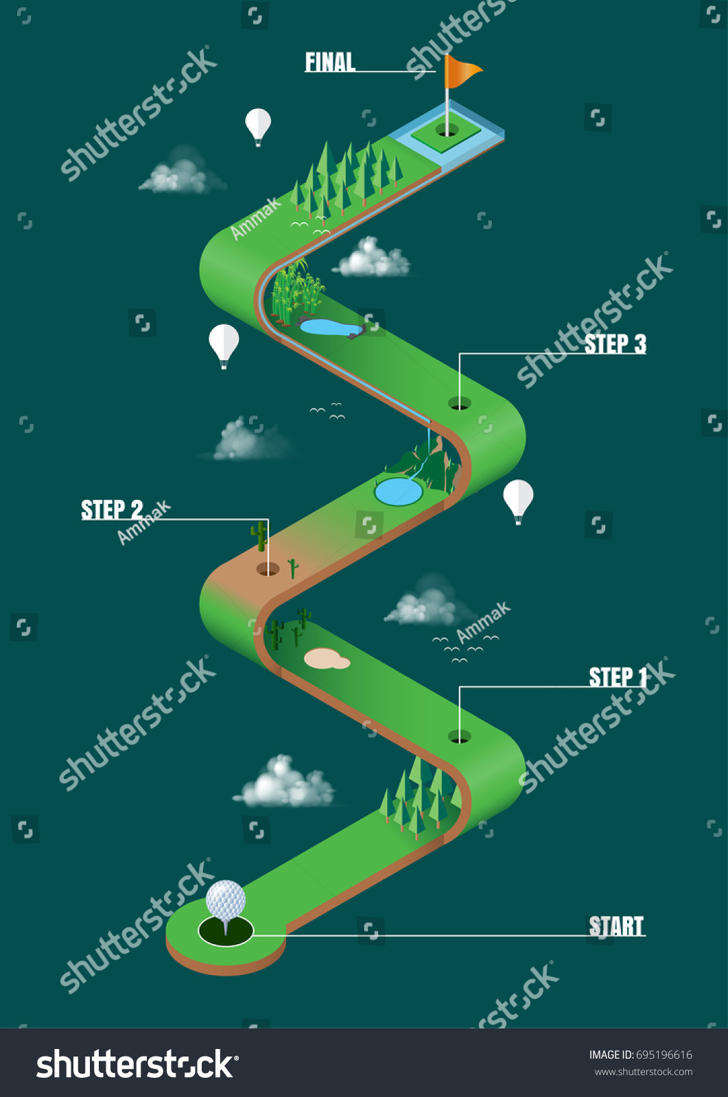 Golf Course Infographics Step Options Template Stock Vector (Royalty ...