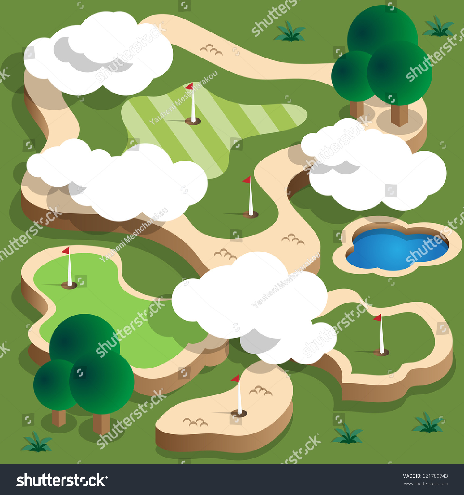 Golf Course Isometric Vector Illustration Stock Vector (Royalty Free ...