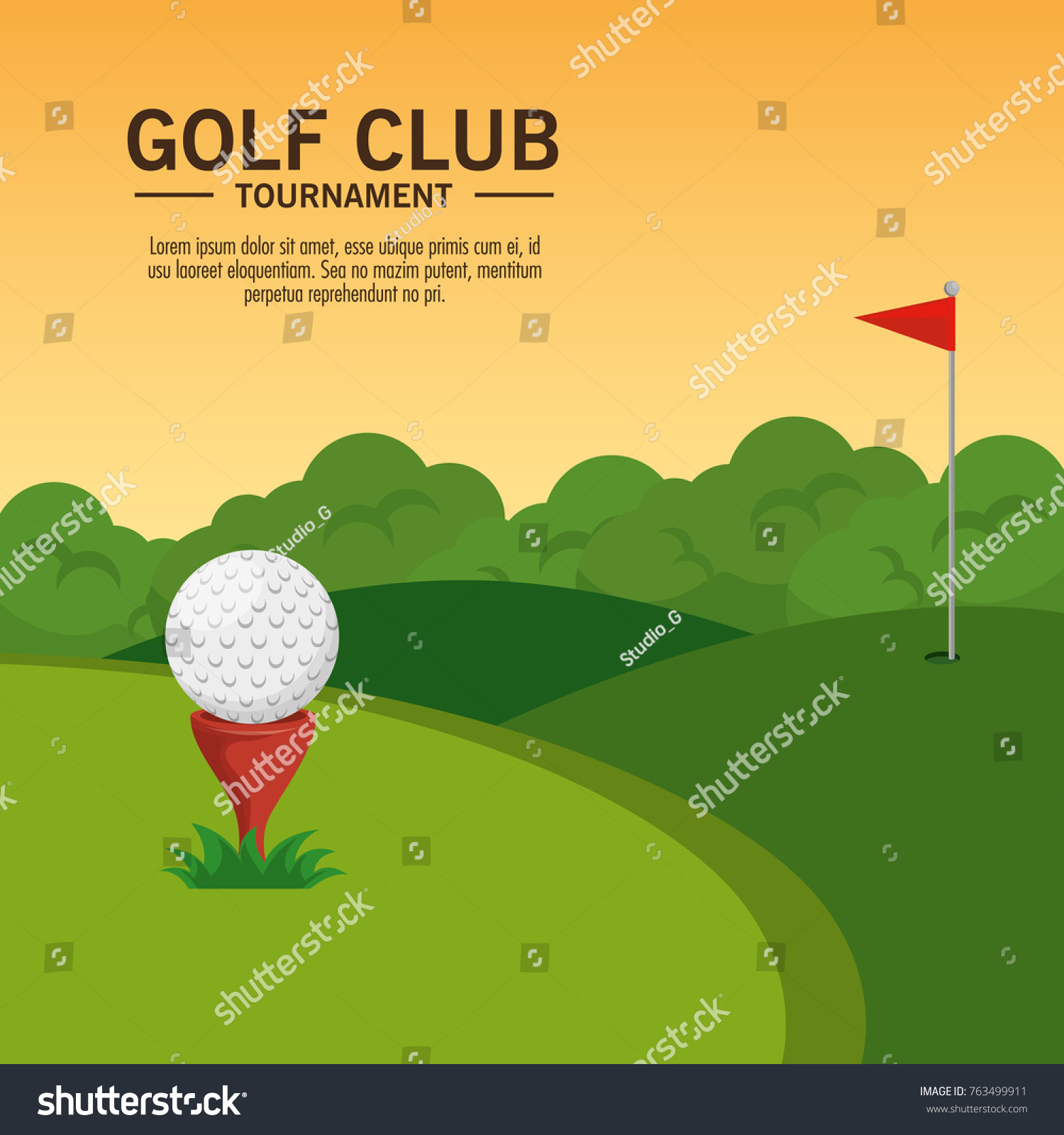 Golf Course Landscape Design Stock Vector (Royalty Free) 763499911 ...